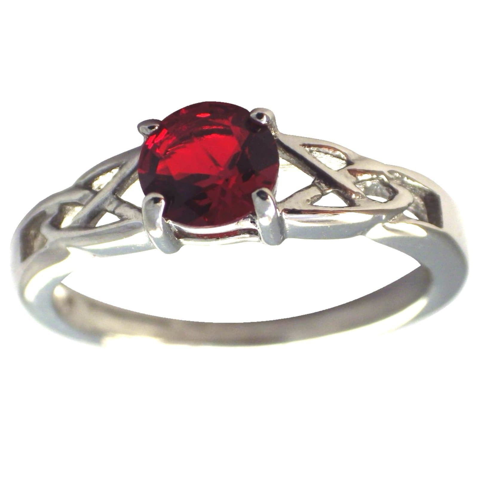 Celtic Knot July Birthstone Ring Ruby Red CZ Stone - Walmart.com