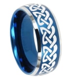 Celtic Knot Love 8MM Dome Brushed Finish Blue Tungsten Men Ring ...