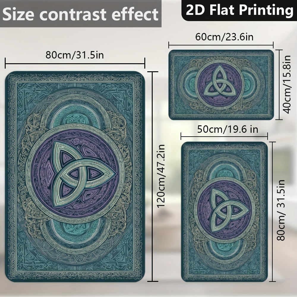 Celtic Knot Mandala Mat - Dark Green & Golden Celtic Knotwork Door Mat ...