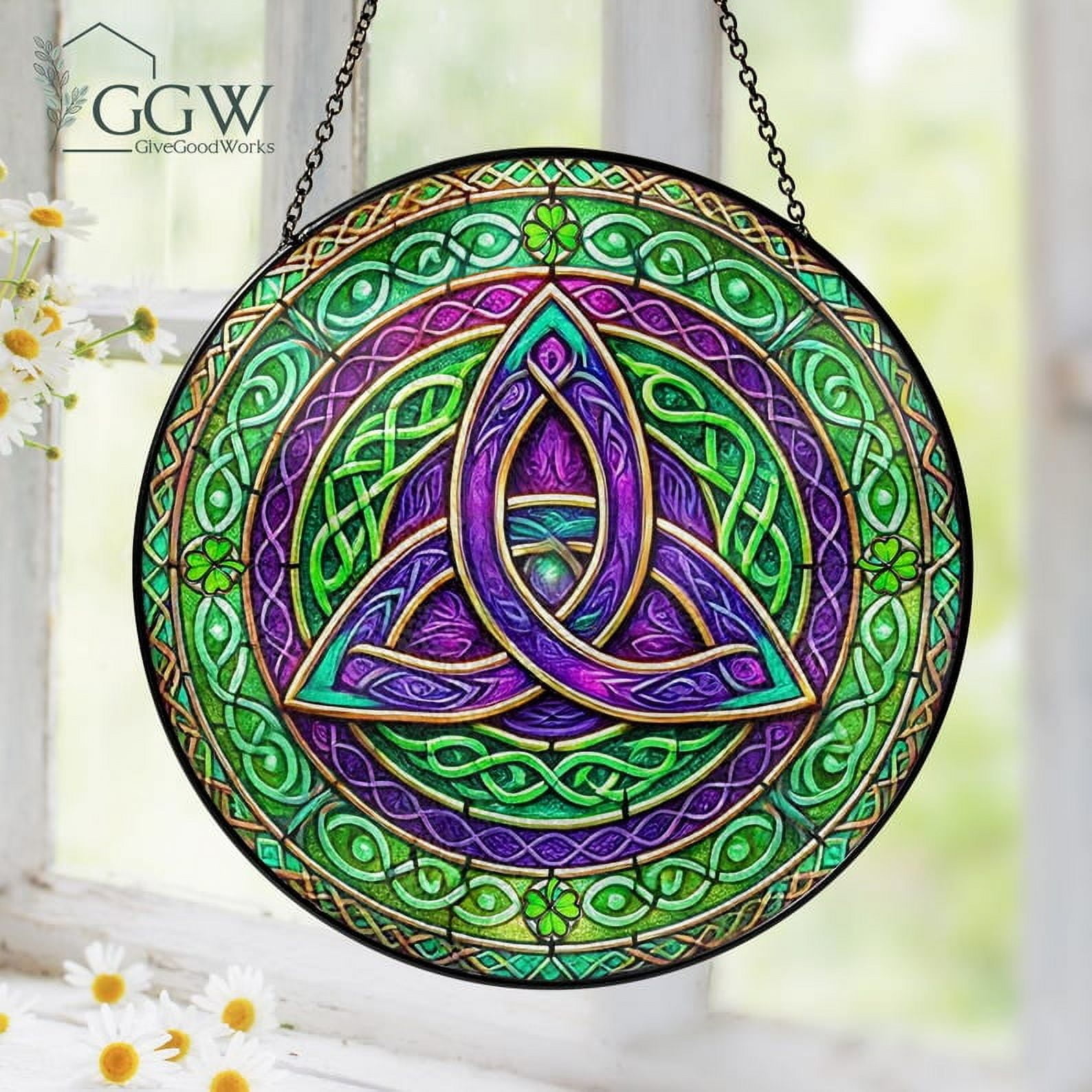 Celtic Knot Stained Glass Suncatcher, Saint Patrick, Irish Decor ...
