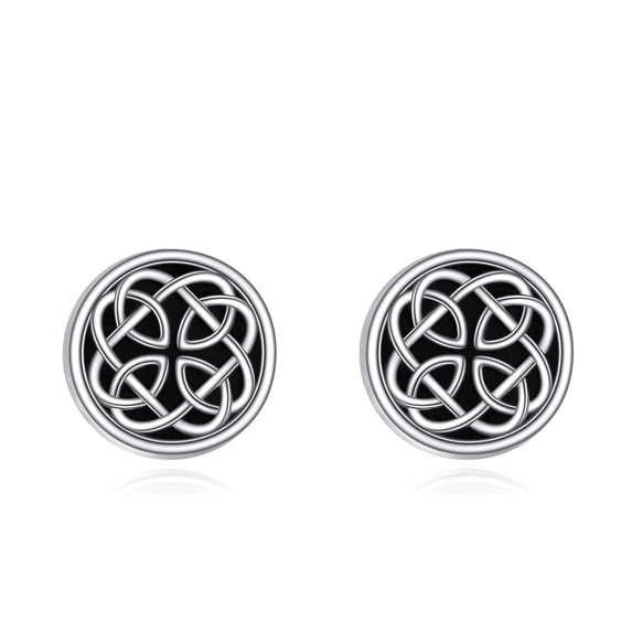 Celtic Knot Stud Earrings 925 Sterling Silver Black Onyx Stud Earrings ...
