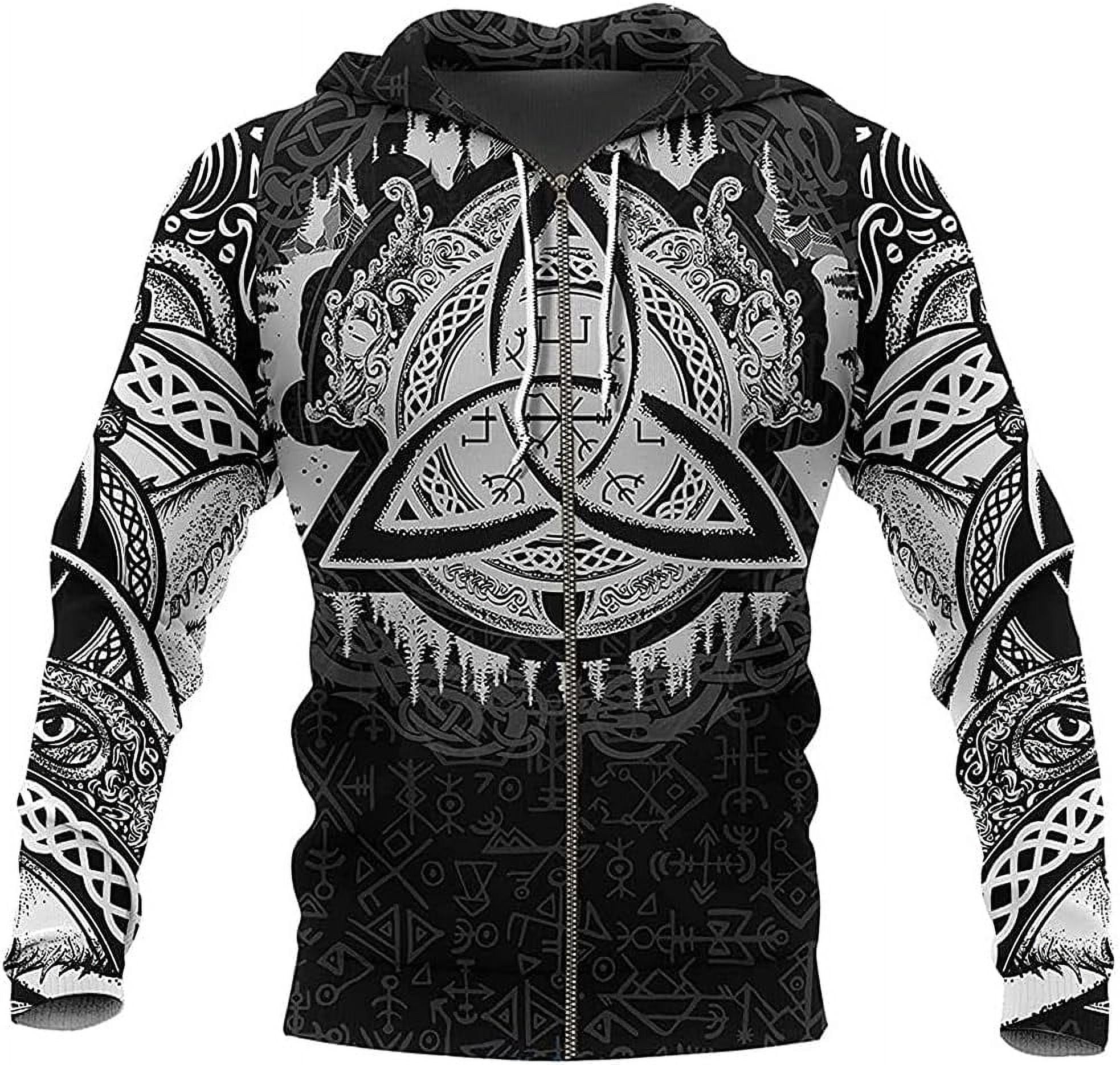 Celtic Knot Viking Dragon Compass Tattoo Full Zip Hoodie Norse ...