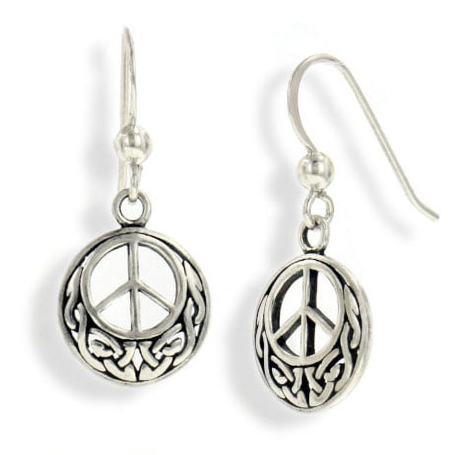 Celtic Knot and Peace Sign Symbol Sterling Silver Hook Earrings ...