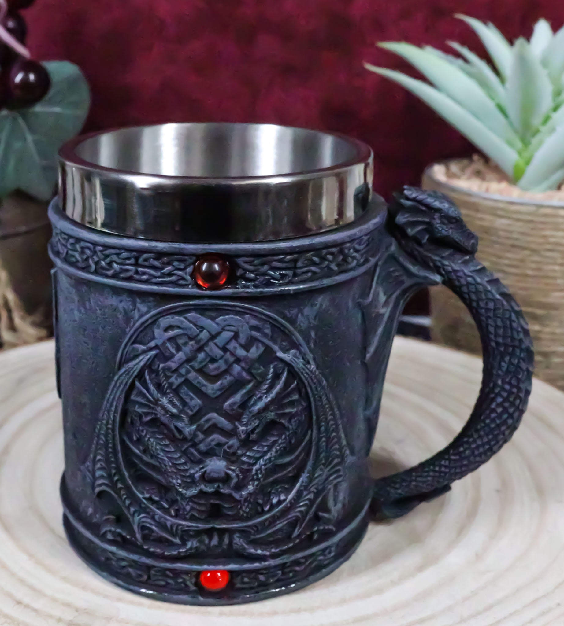 Celtic Knotwork Dragon Lair Serpentine Drake With Red Gems Coffee Drink ...