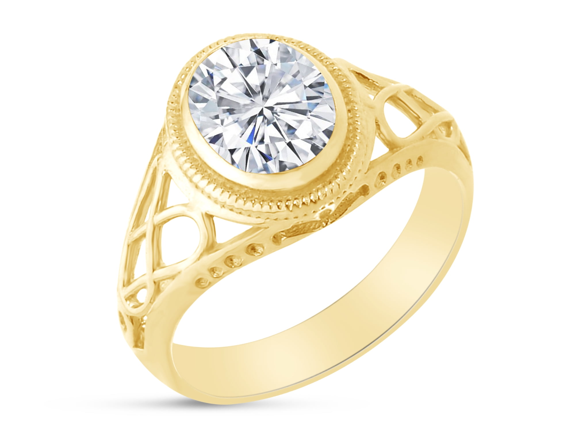 AFFY Celtic Lady's Simulated Cubic Zirconia Ring In 14K Yellow Gold ...