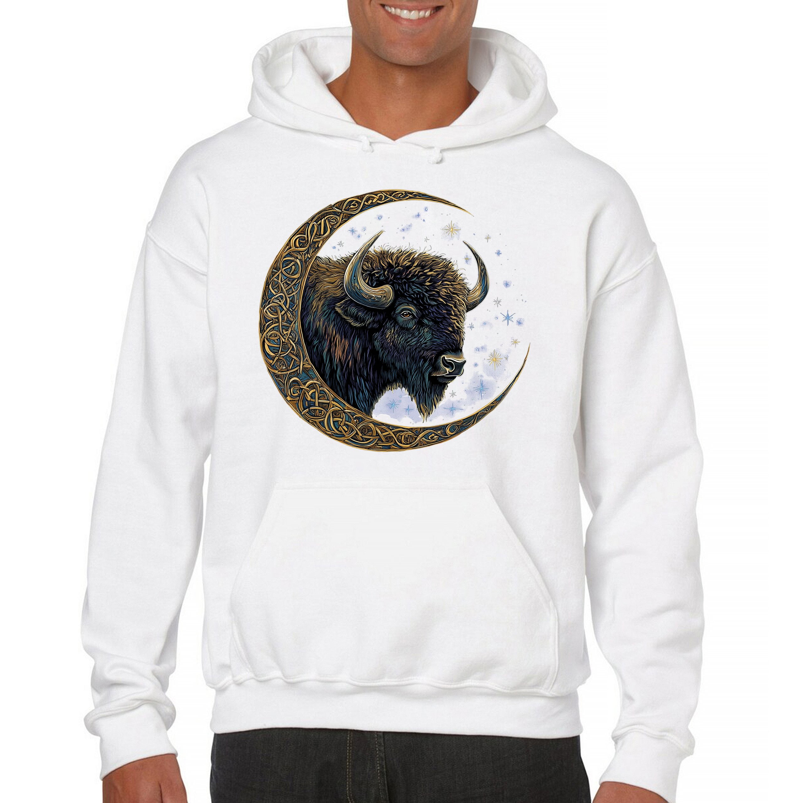 Celtic Moon Bison Sweatshirt Mystic Forest Animal Wildlife Nature ...