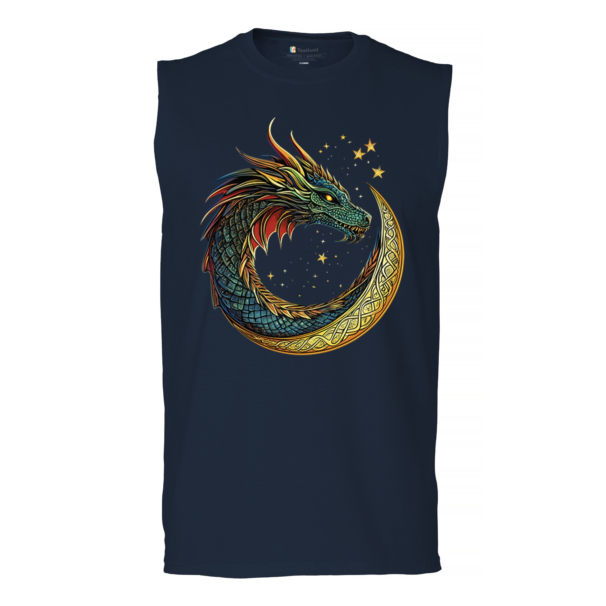 Celtic Moon Dragon Muscle Shirt North Mystical Serpent Fantasy Reptile ...