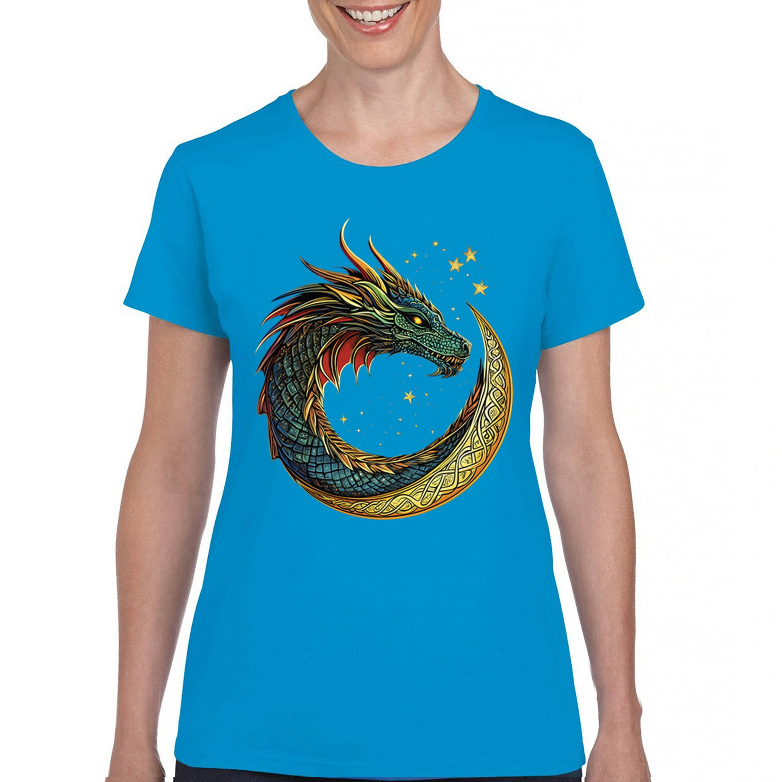 Celtic Moon Dragon T-Shirt North Mystical Serpent Fantasy Reptile ...