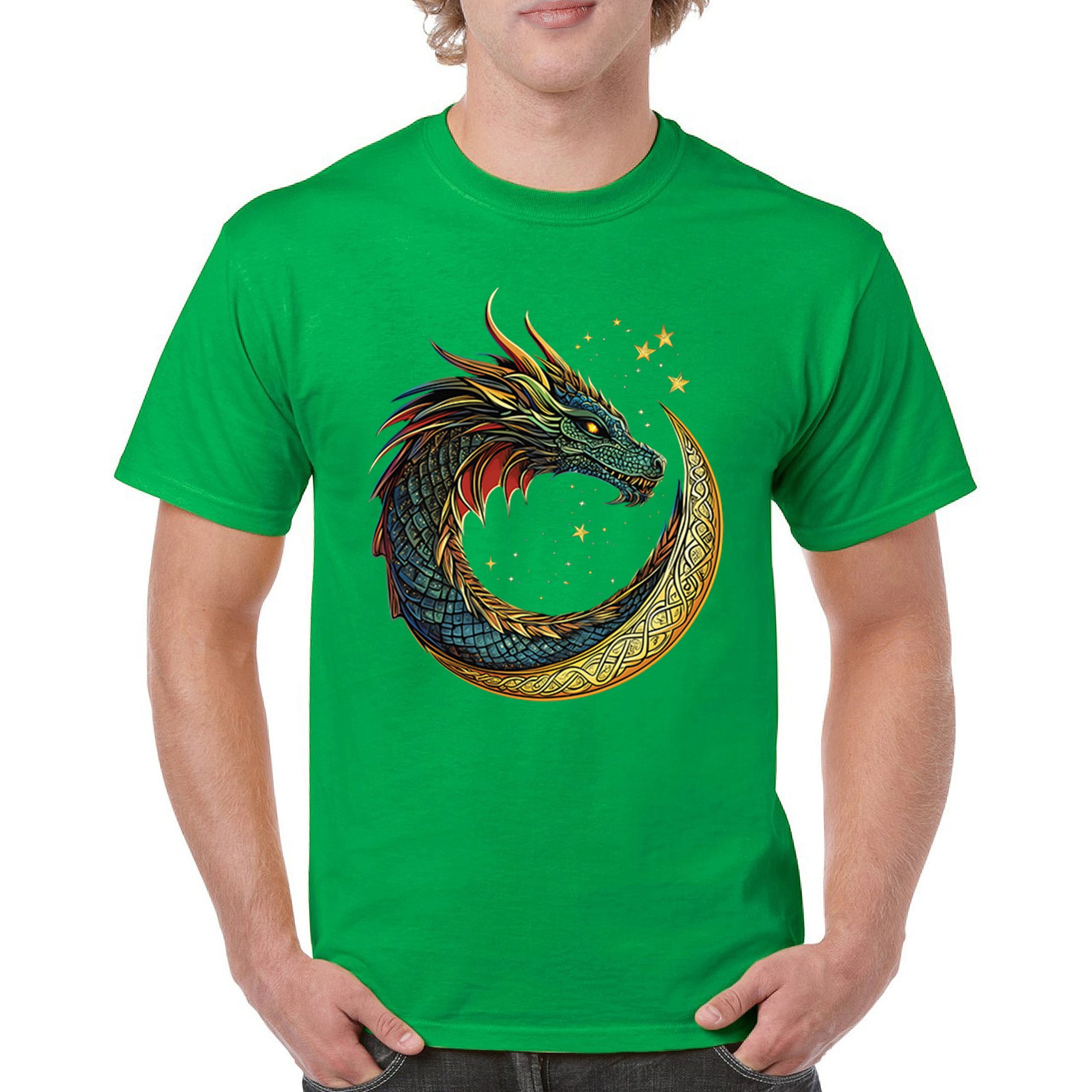Celtic Moon Dragon T-shirt North Mystical Serpent Fantasy Reptile Spiritual Valhalla Fire Nordic ...