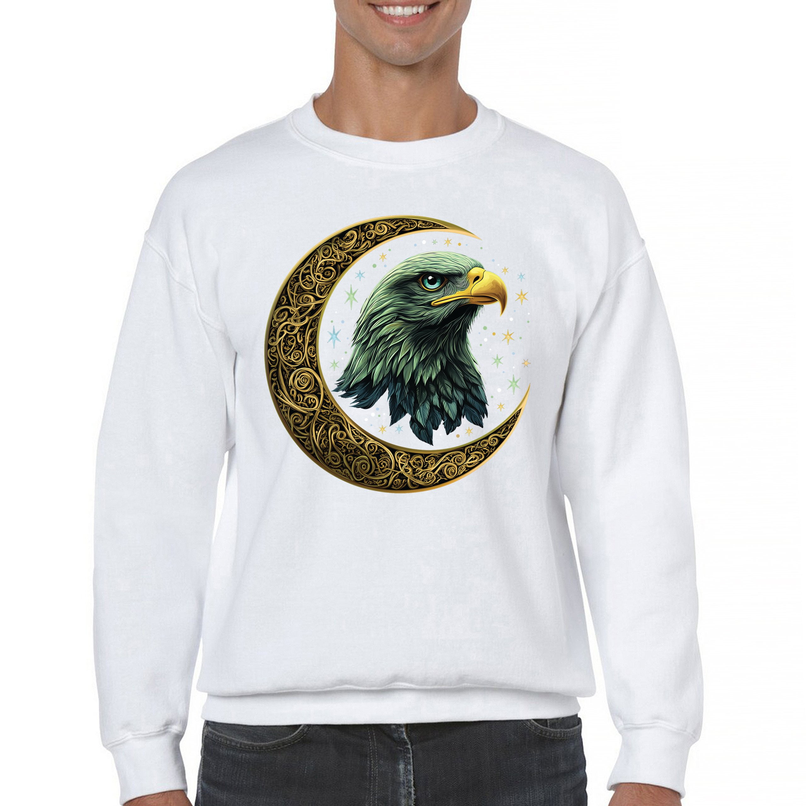 Celtic Moon Eagle Sweatshirt North Mystical Bird of Prey Spiritual ...