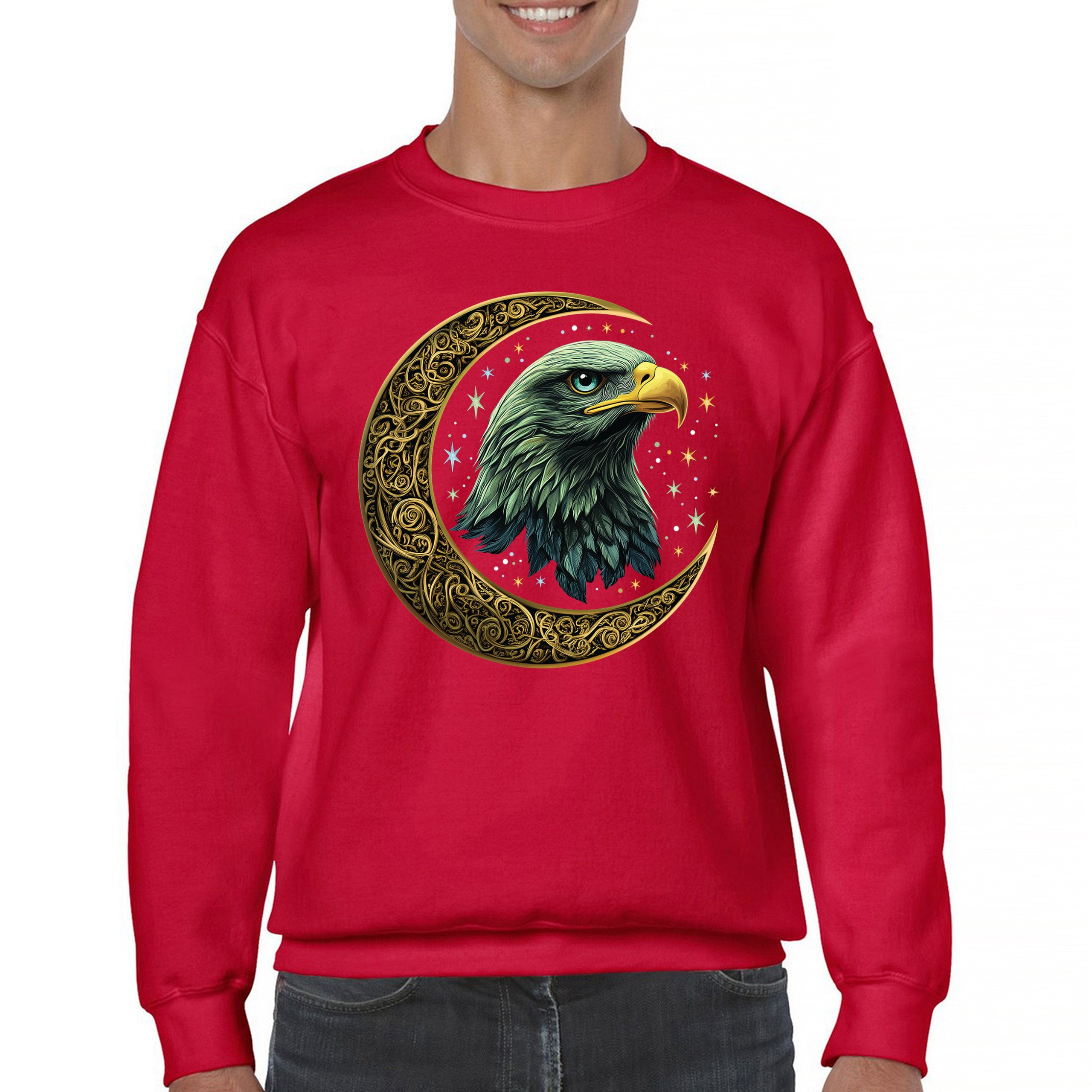 Celtic Moon Eagle Sweatshirt North Mystical Bird of Prey Spiritual ...