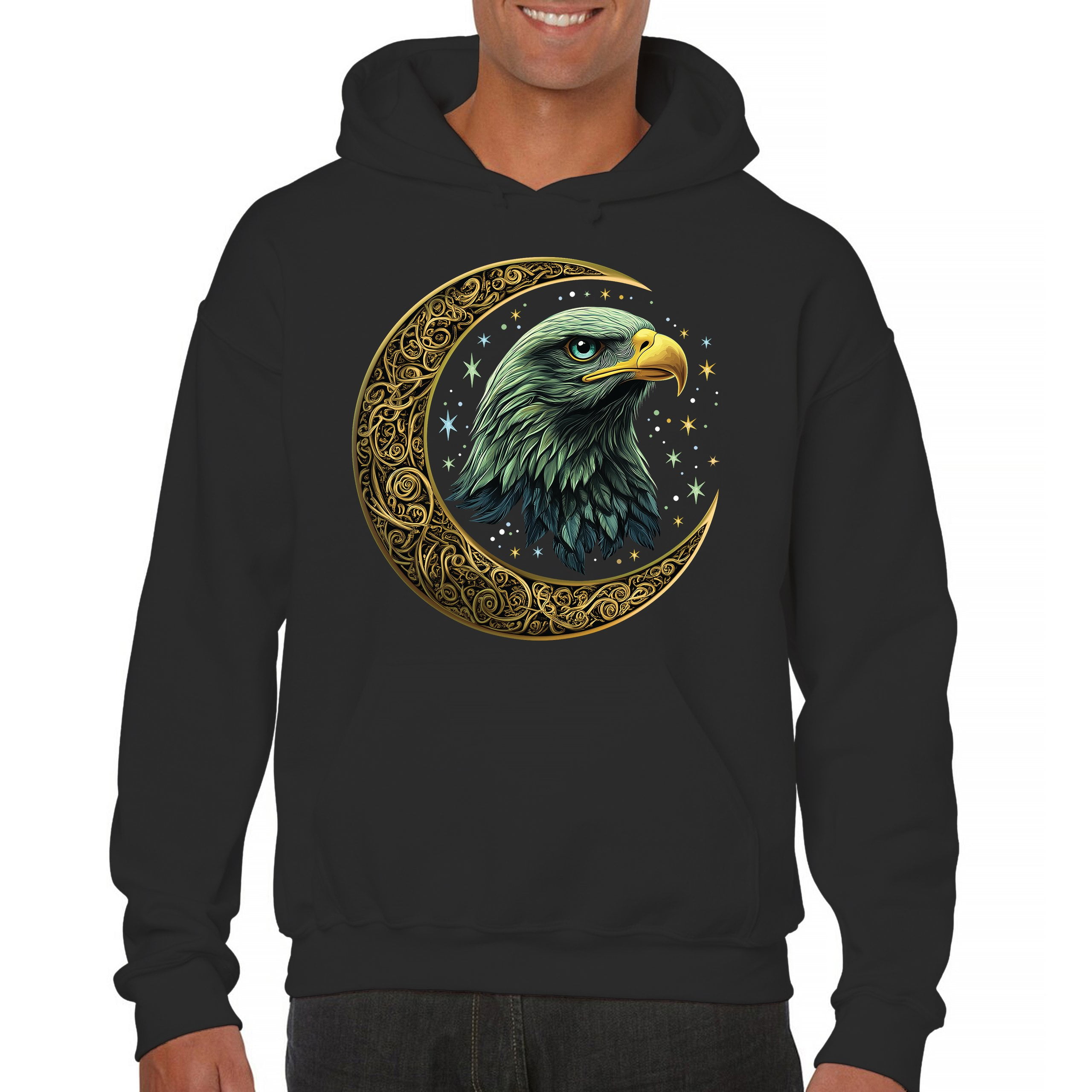 Celtic Moon Eagle Sweatshirt North Mystical Bird of Prey Spiritual ...