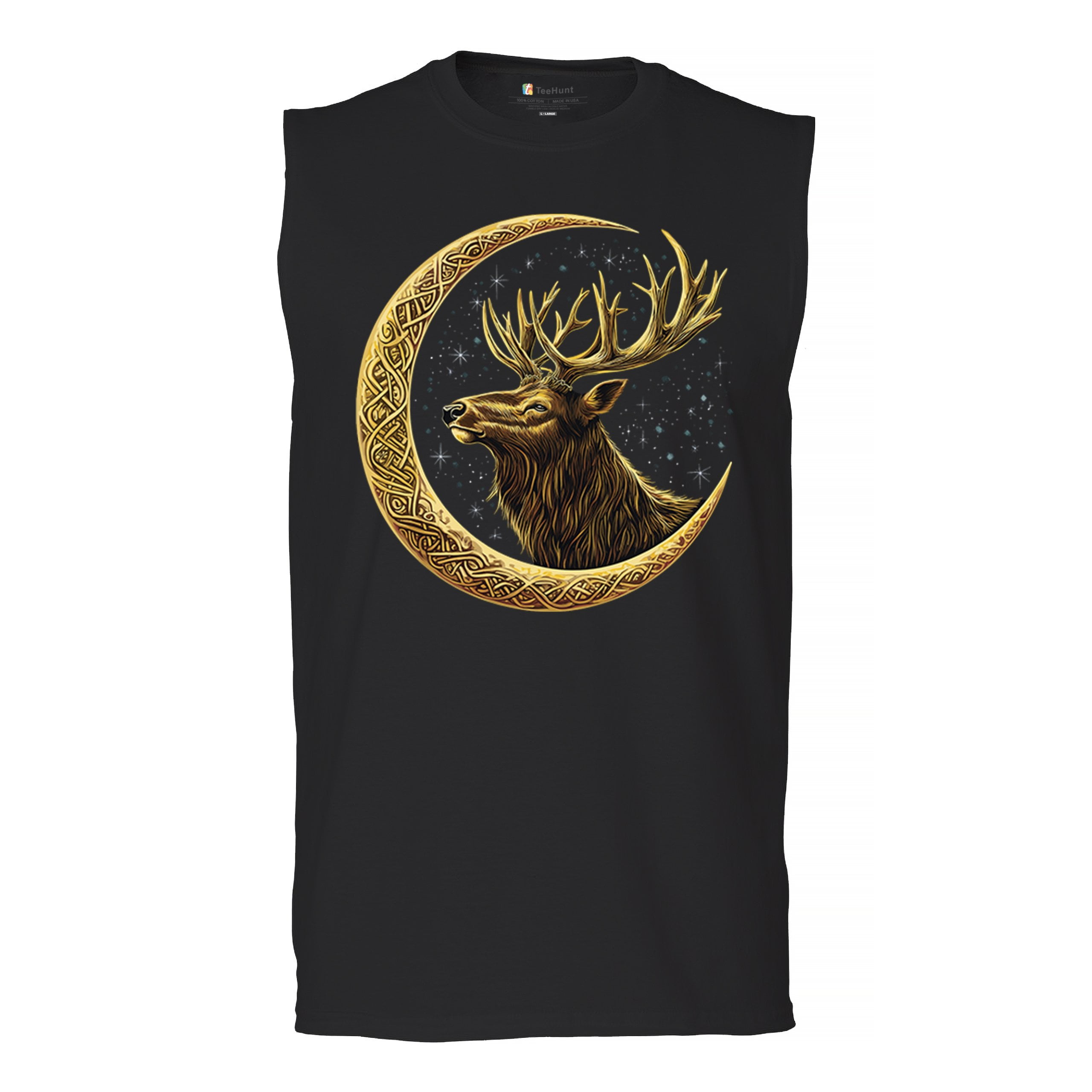Celtic Moon Elk Muscle Shirt North Mystic Forest Animal Wildlife Nature ...