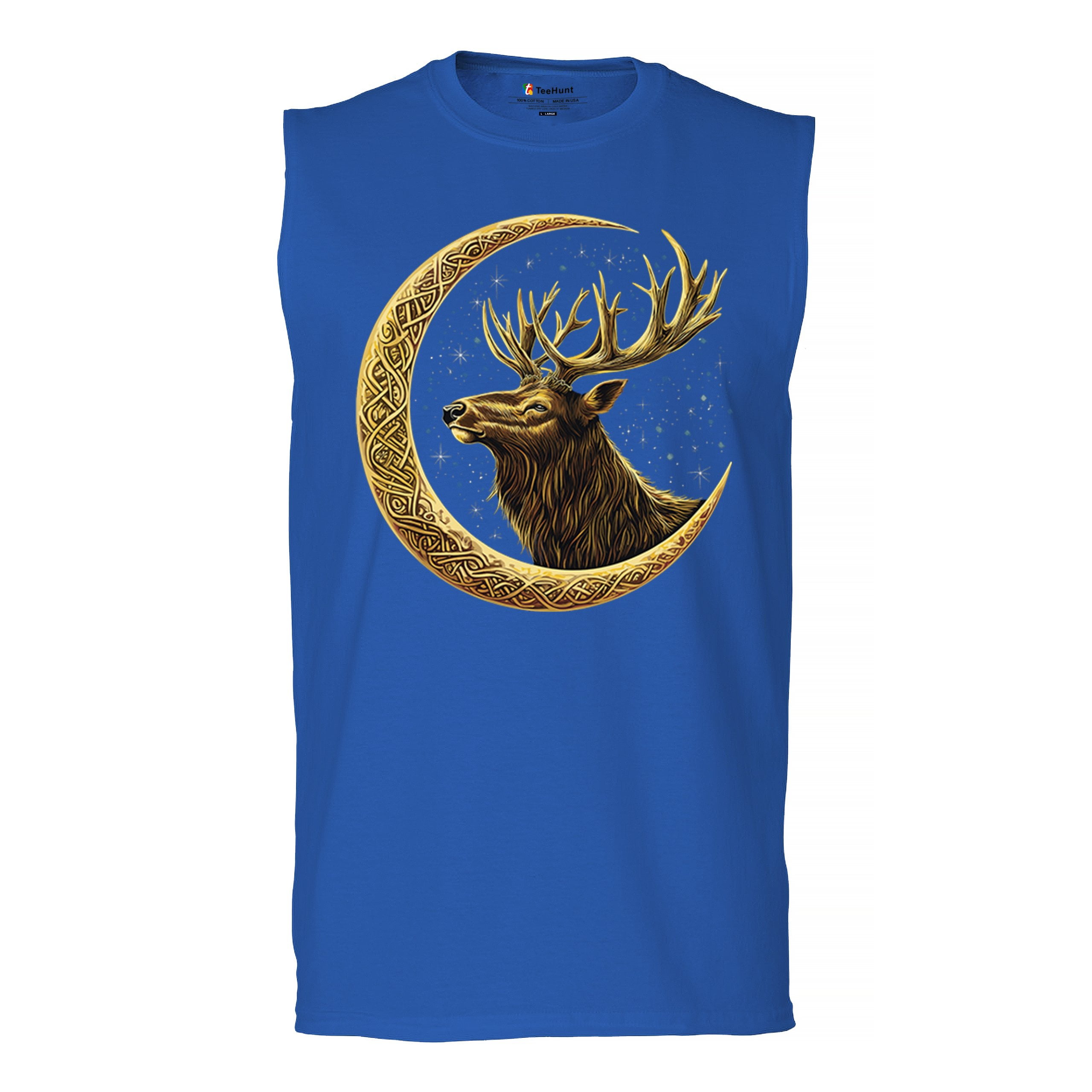 Celtic Moon Elk Muscle Shirt North Mystic Forest Animal Wildlife Nature ...