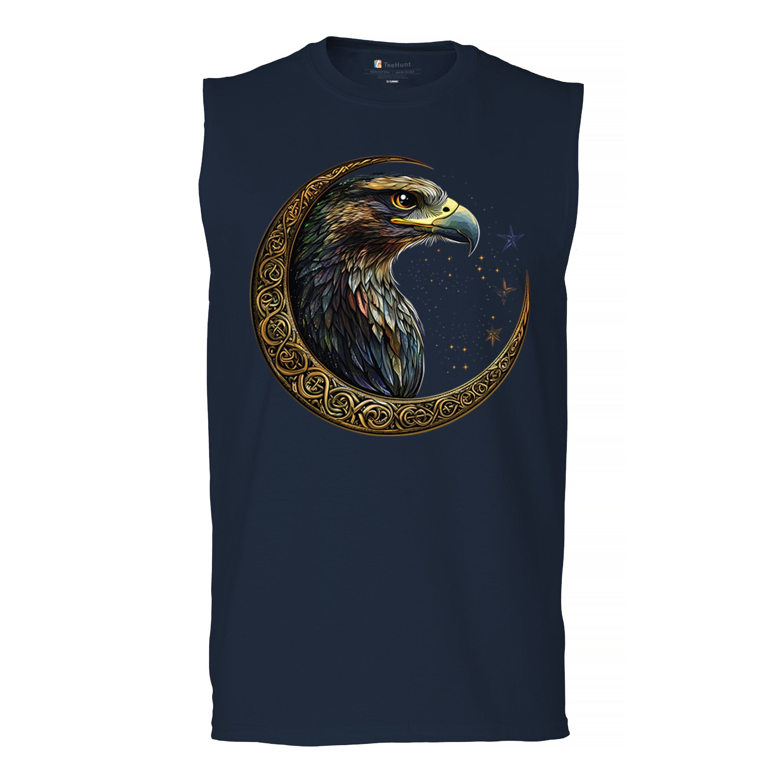Celtic Moon Falcon Muscle Shirt North Mystical Bird of Prey Spiritual ...