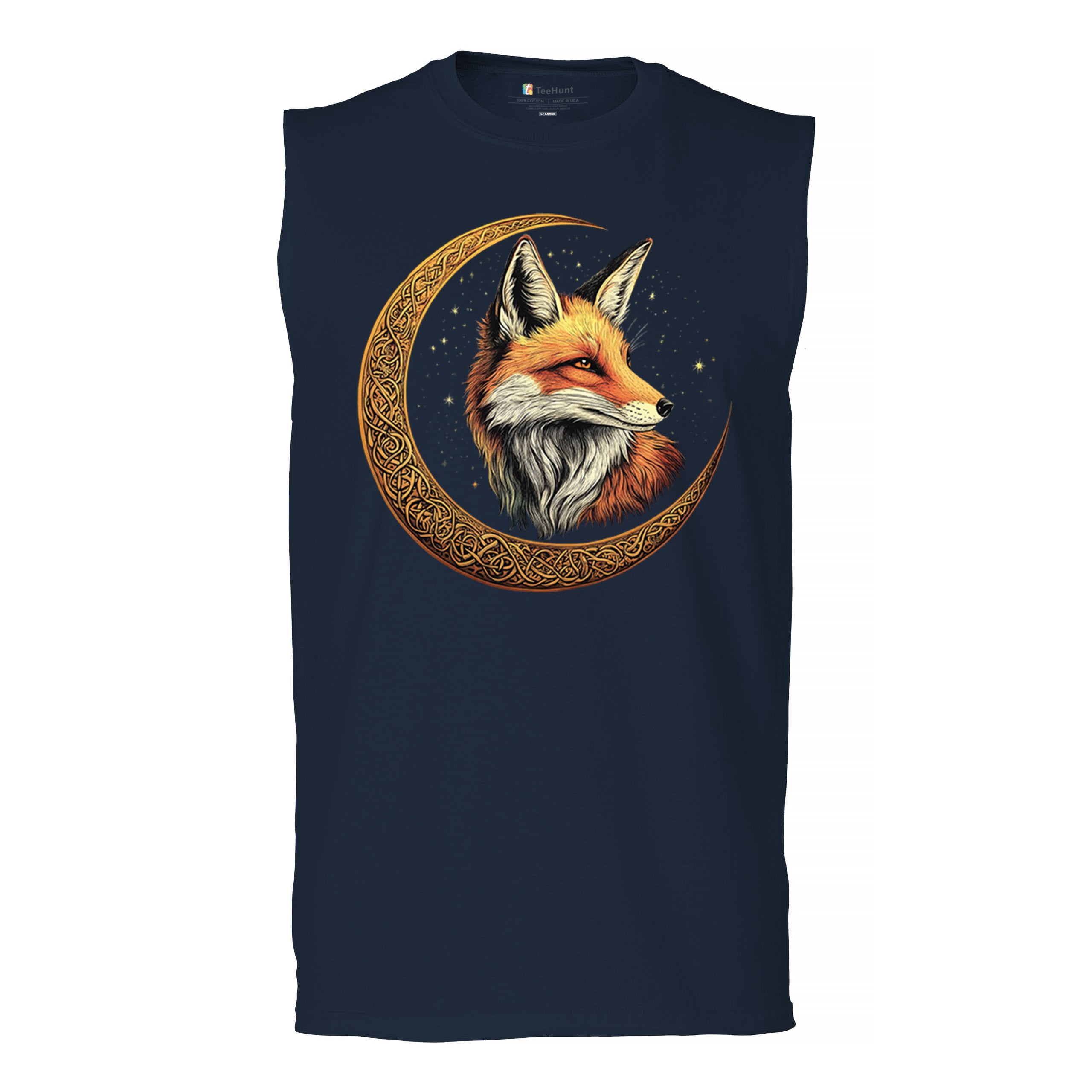 Celtic Moon Fox Muscle Shirt North Mystic Forest Animal Wildlife Nature ...