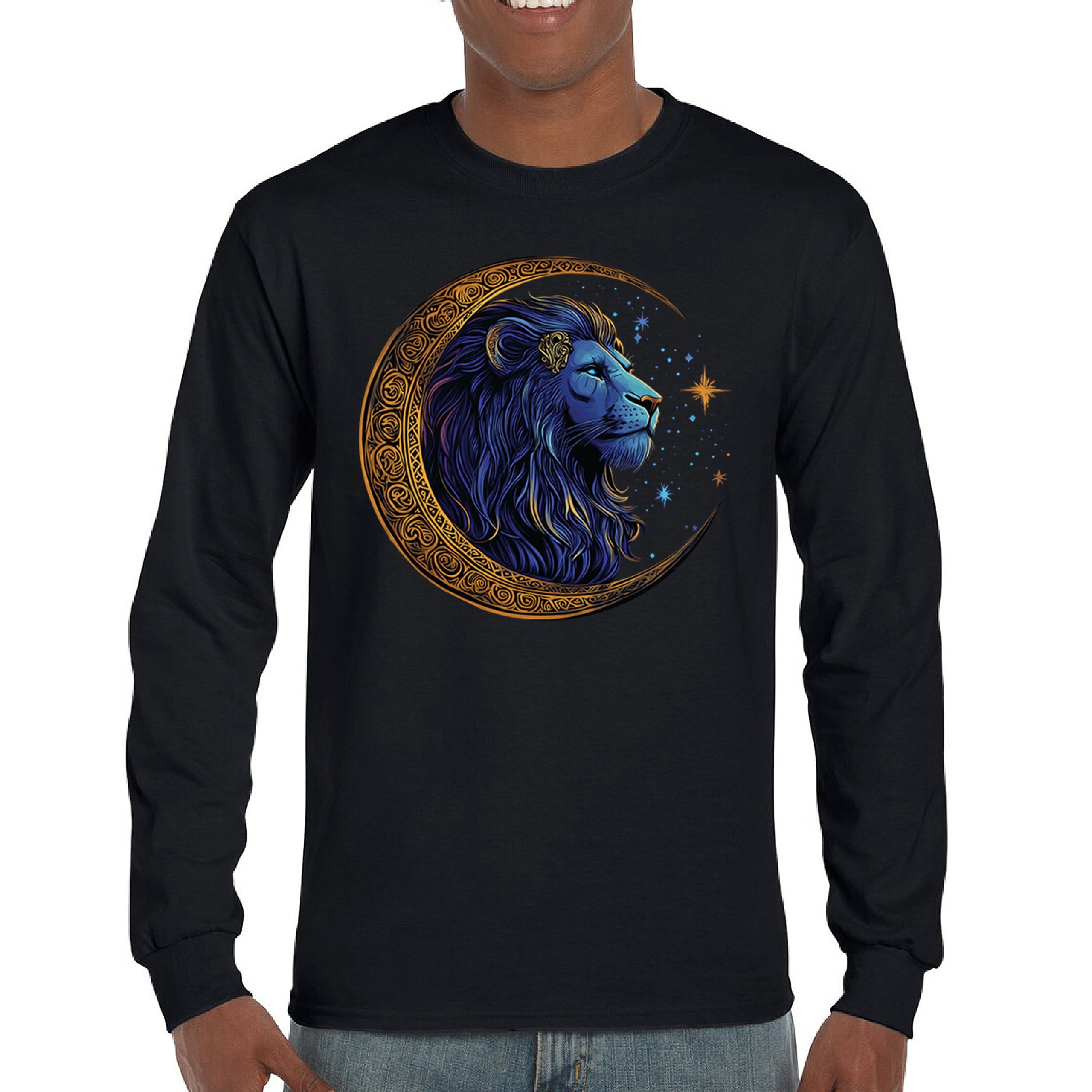 Celtic Moon Lion Long Sleeve T-shirt Mystical Jungle King Celestial ...