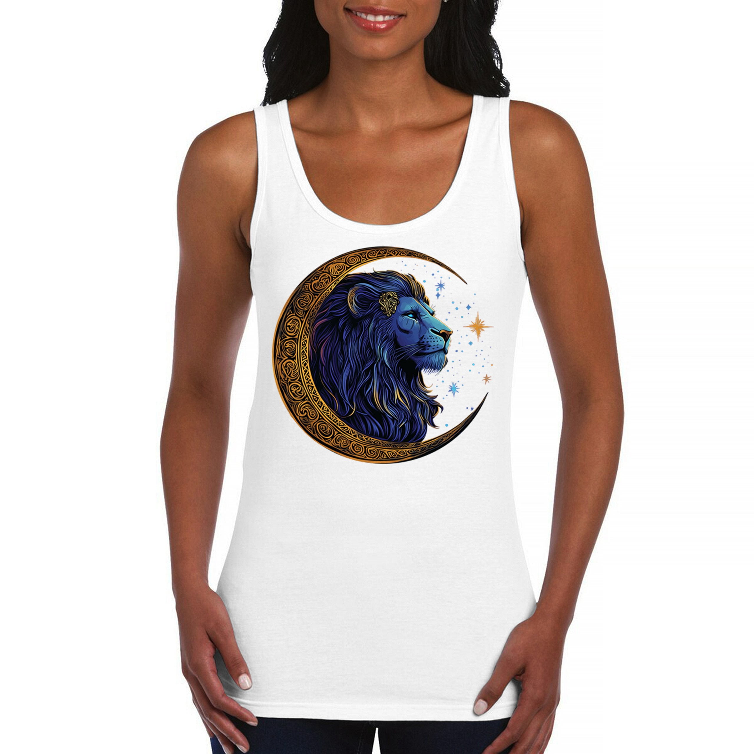 Celtic Moon Lion Women's Tank Top Mystical Jungle King Celestial ...