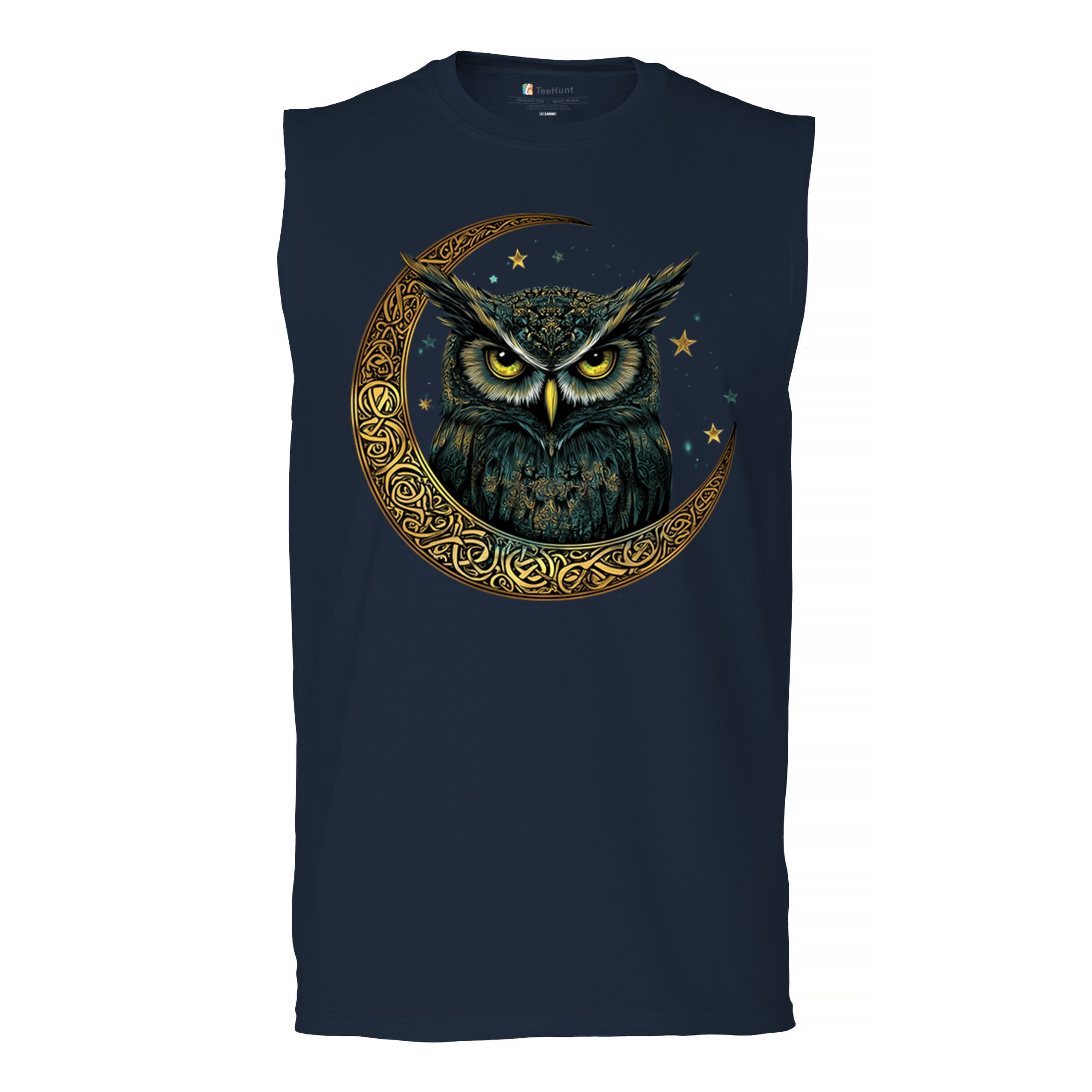 Celtic Moon Owl Muscle Shirt Mystic Night Bird Spiritual Wisdom Symbol ...