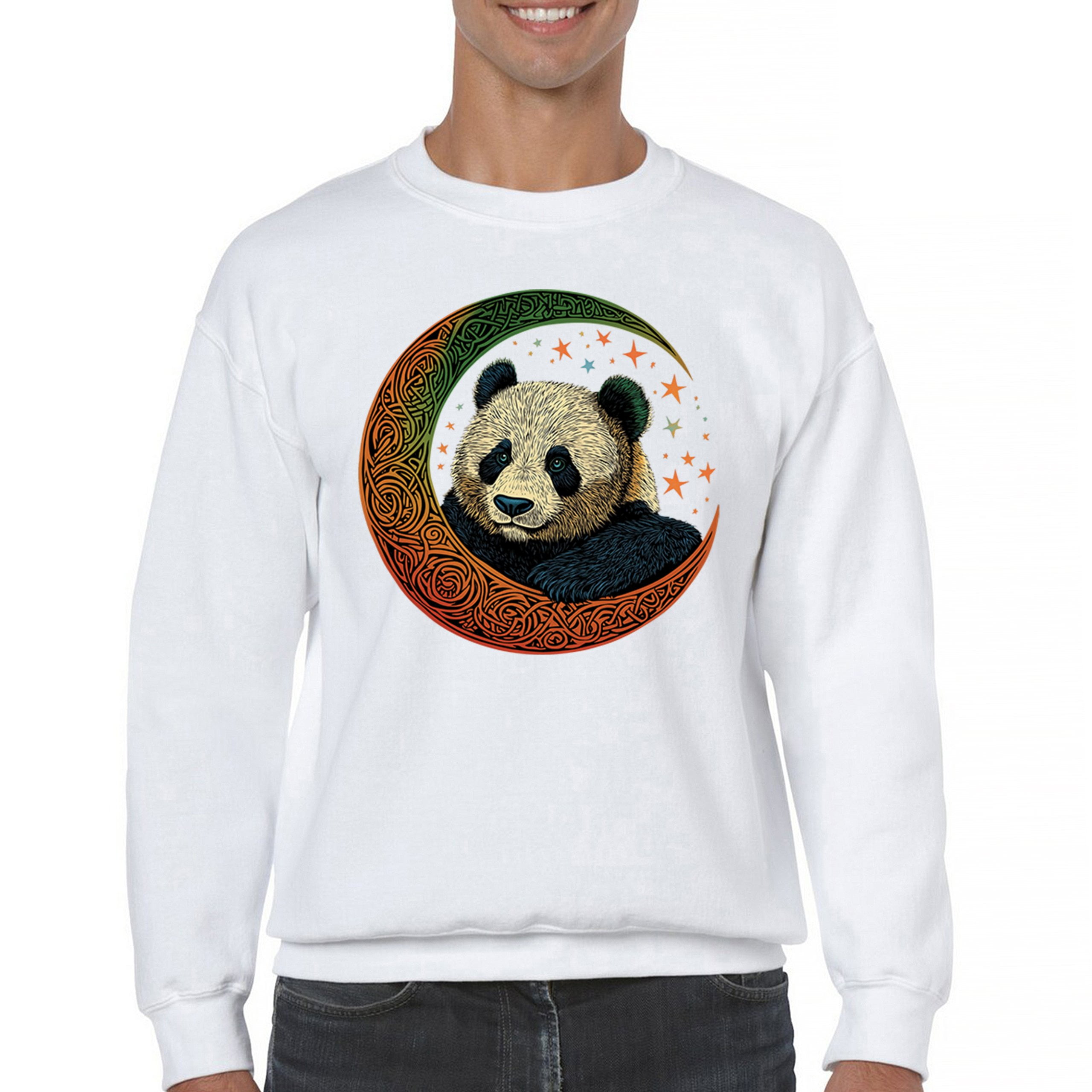 Celtic Moon Panda Sweatshirt Peaceful Spirit Animal Mystical Wildlife ...