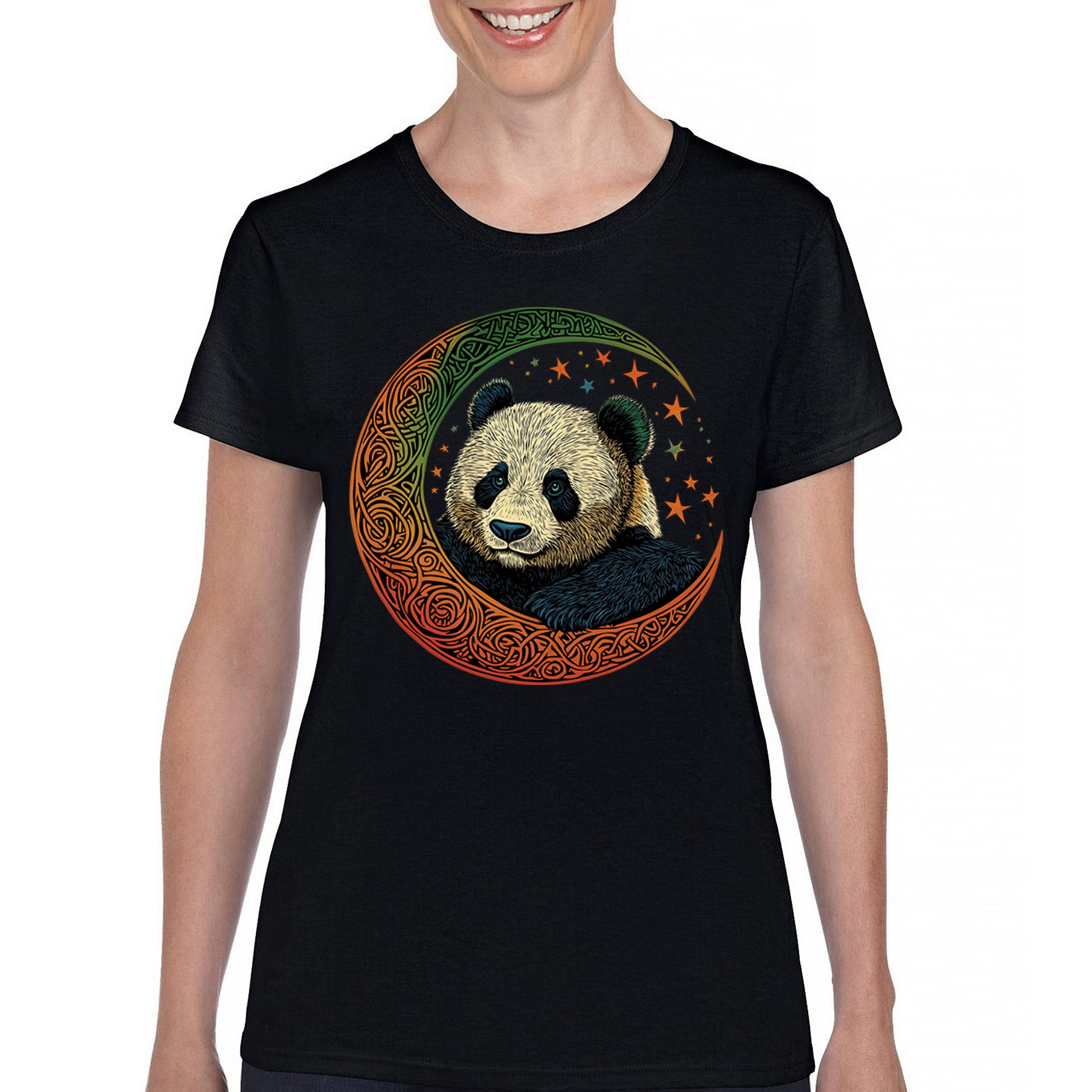 Celtic Moon Panda T-Shirt Peaceful Spirit Animal Mystical Wildlife ...