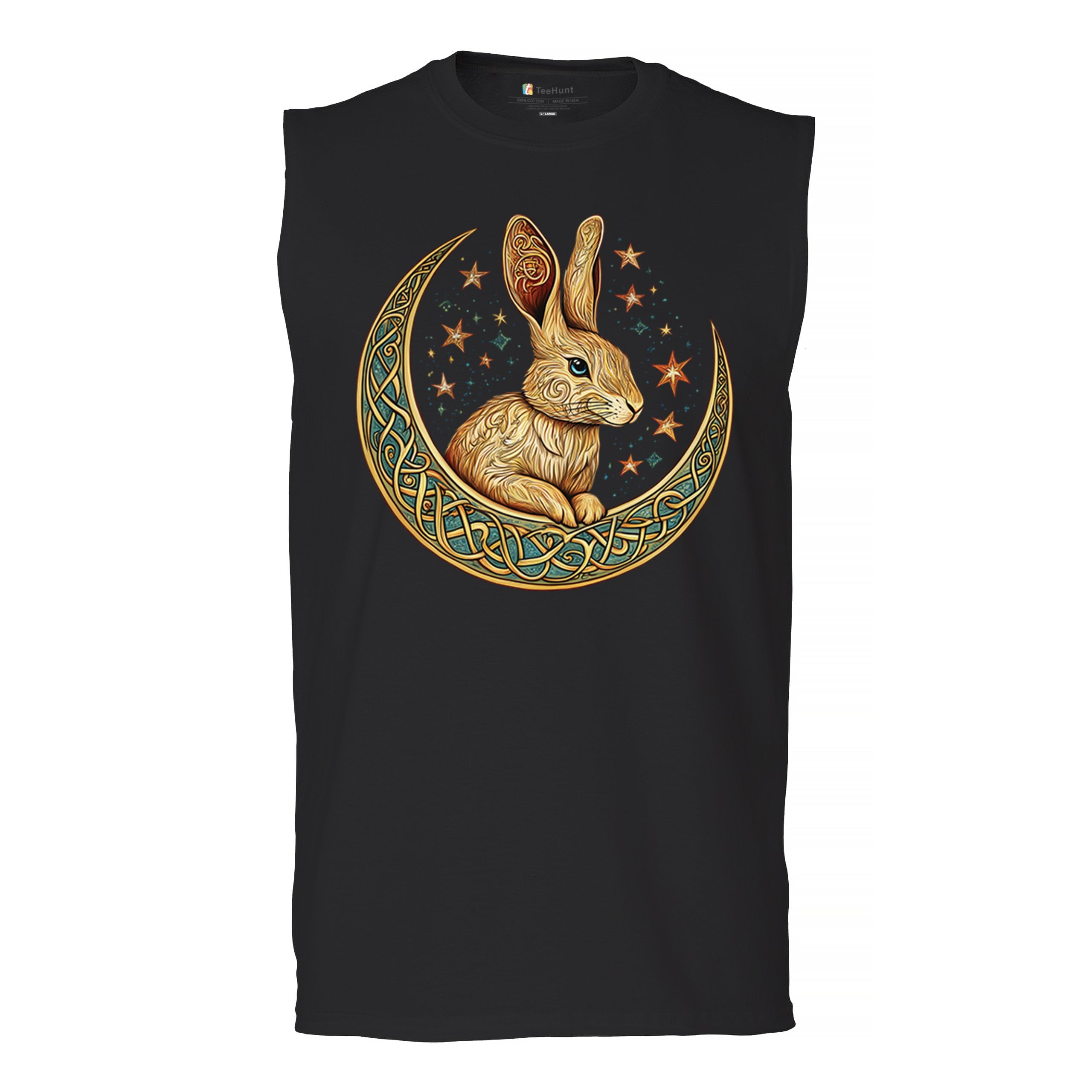 Celtic Moon Rabbit Muscle Shirt Mystical Bunny Spiritual Woodland ...