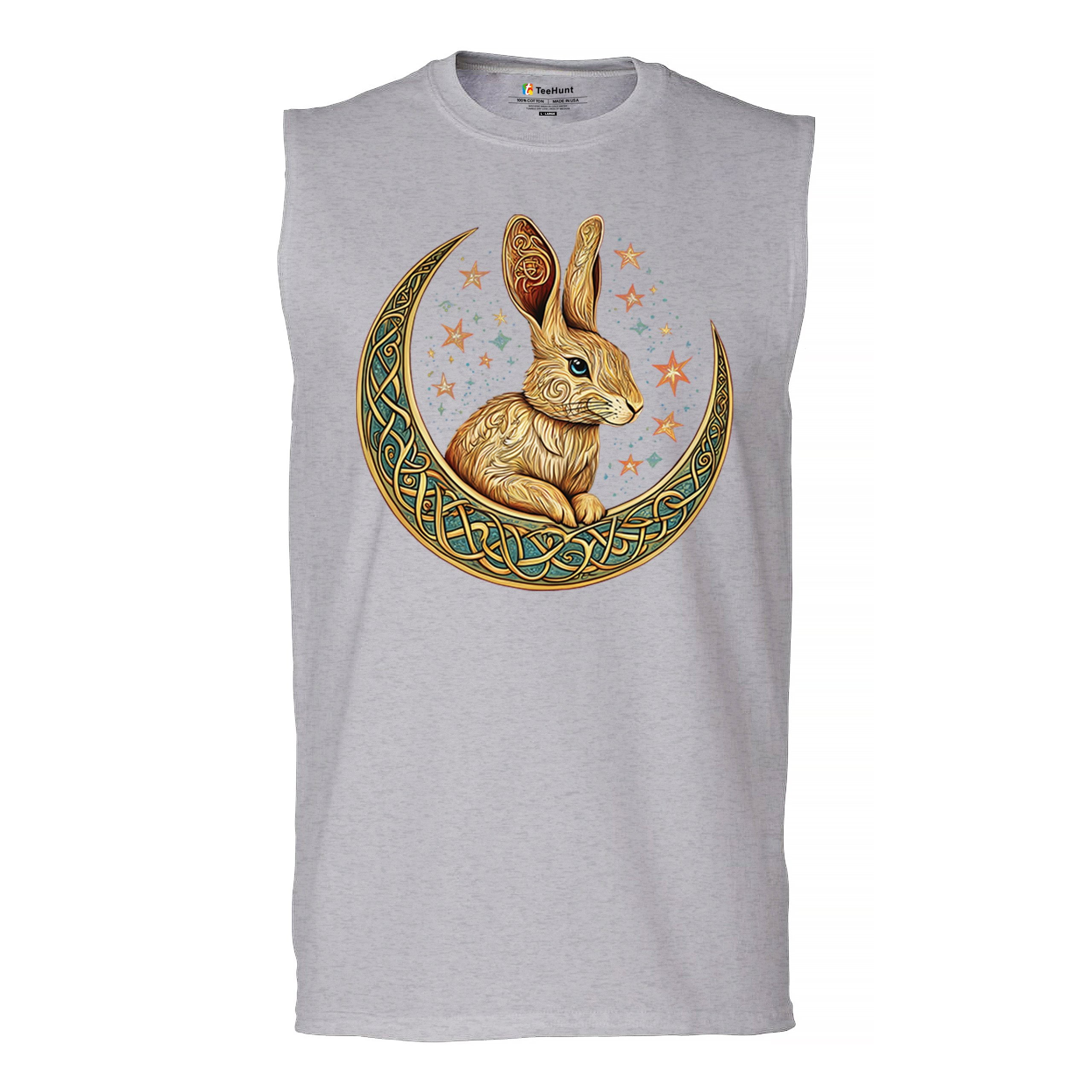 Celtic Moon Rabbit Muscle Shirt Mystical Bunny Spiritual Woodland ...