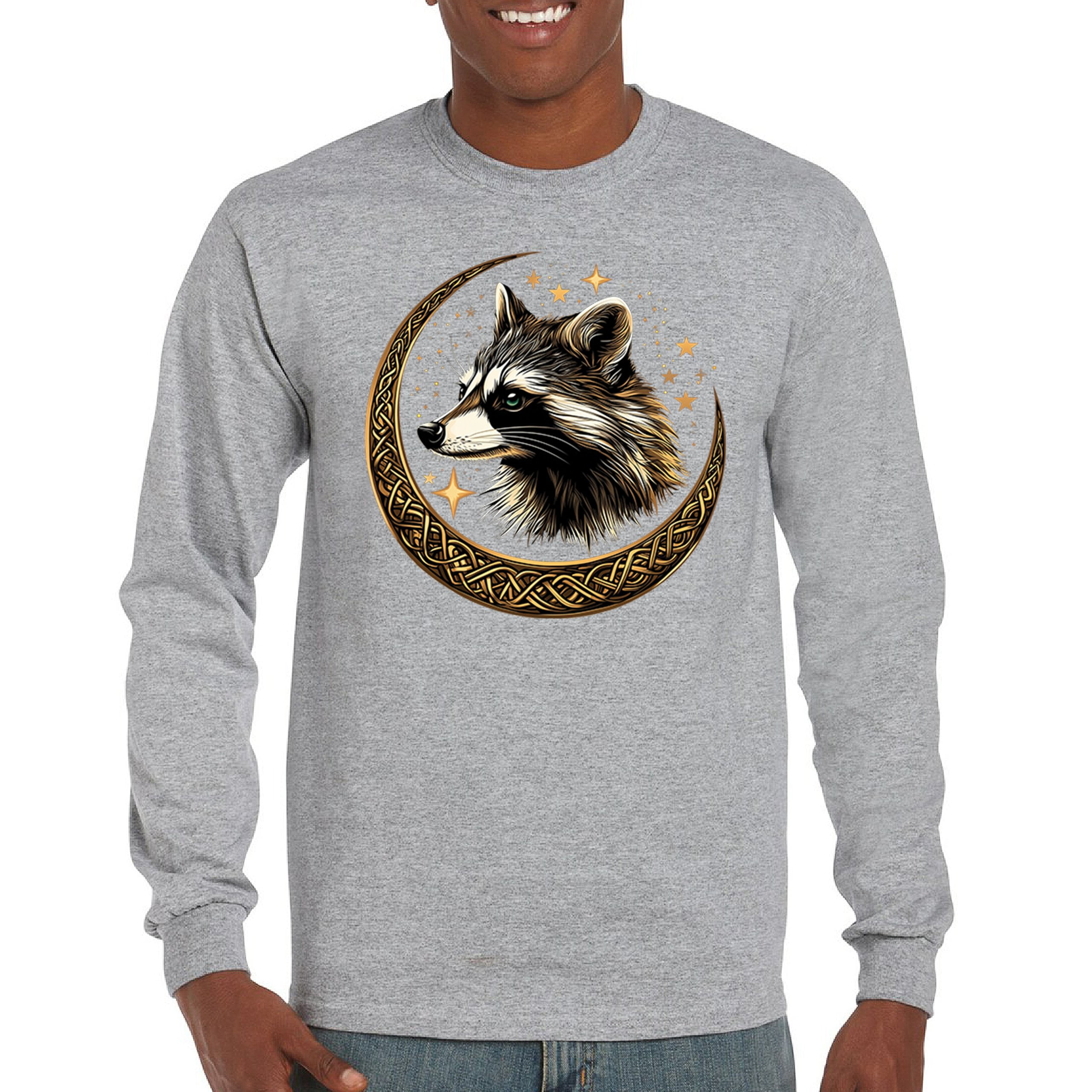 Celtic Moon Raccoon Long Sleeve T-shirt Mystical Forest Bandit ...