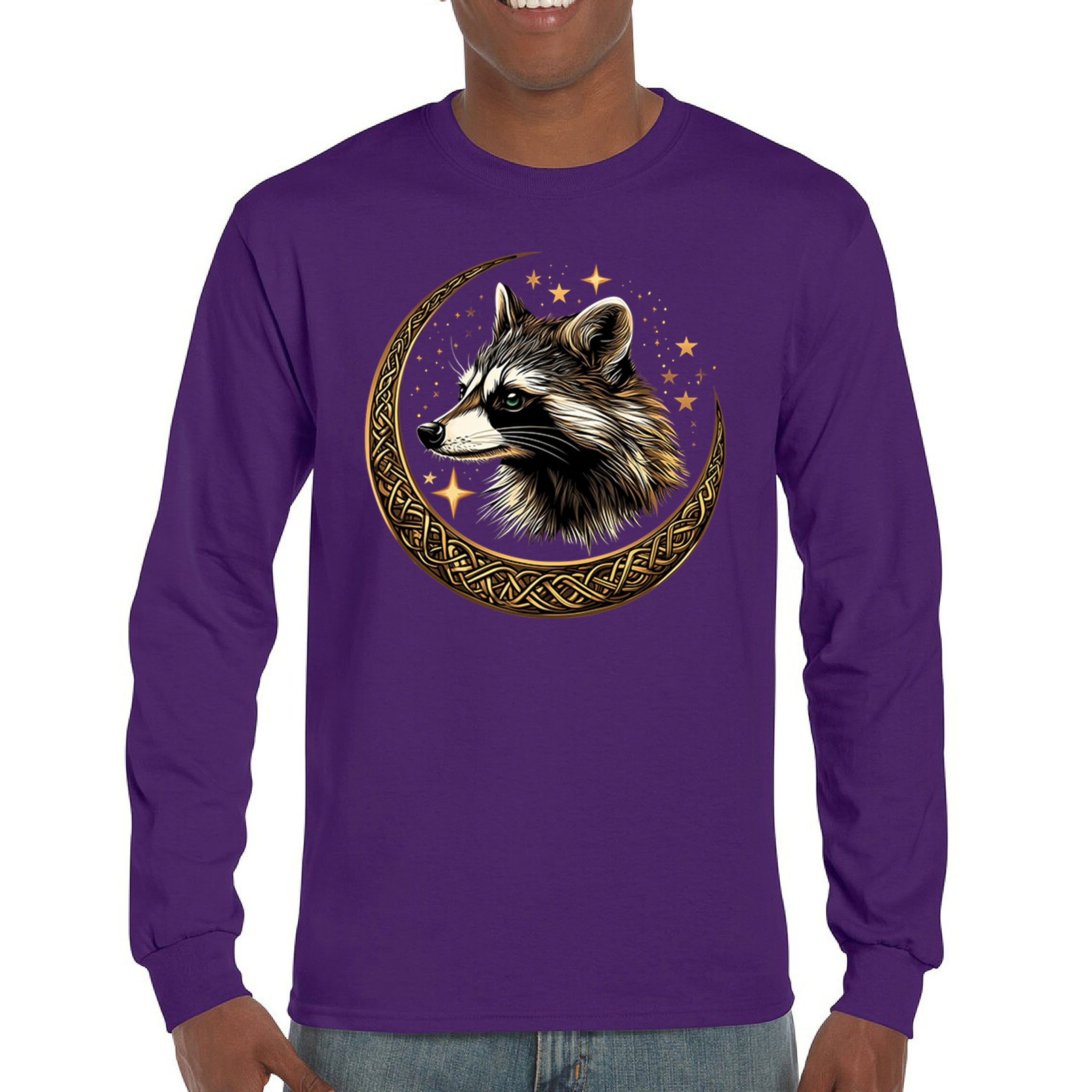 Celtic Moon Raccoon Long Sleeve T-shirt Mystical Forest Bandit ...