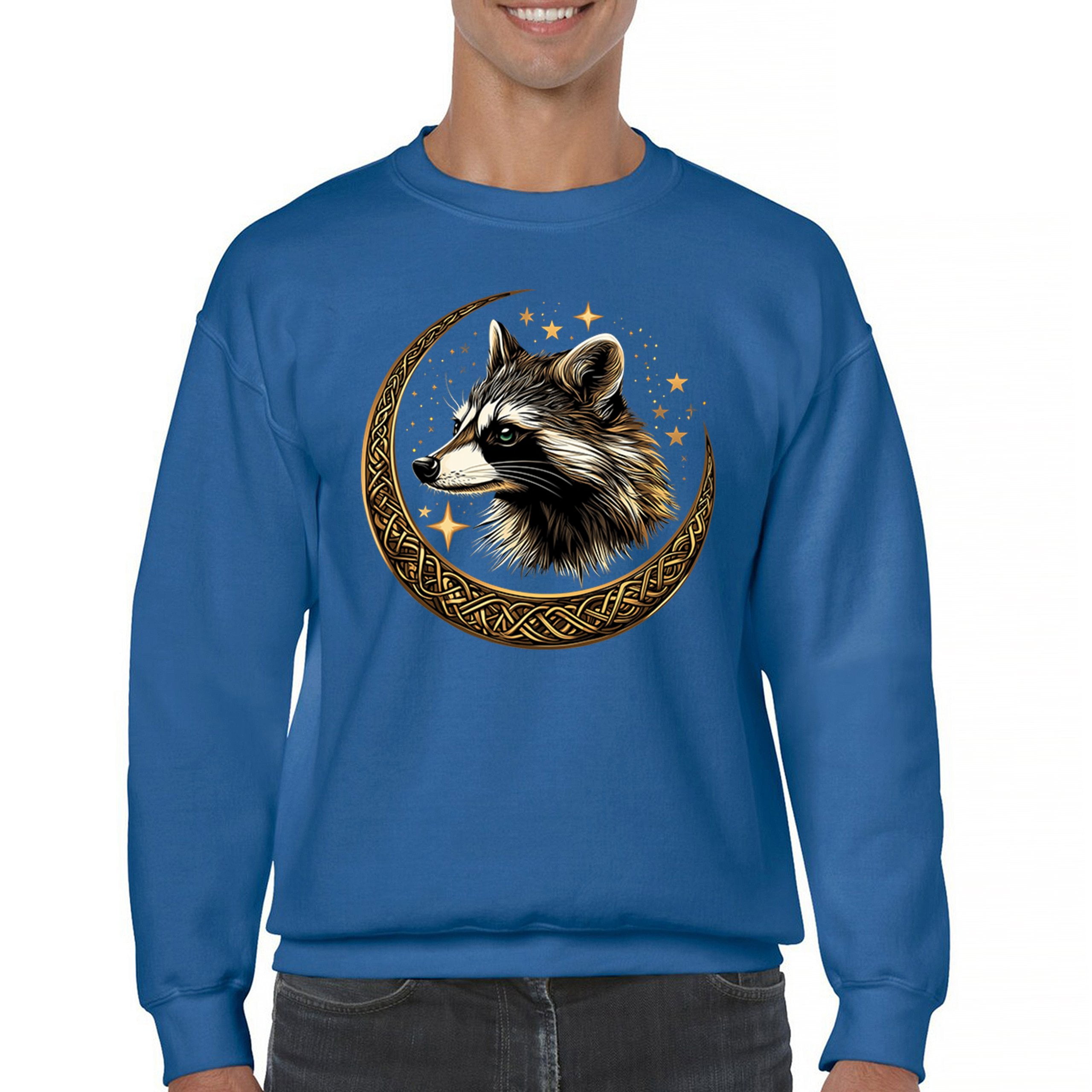 Celtic Moon Raccoon Sweatshirt Mystical Forest Bandit Spiritual Night ...