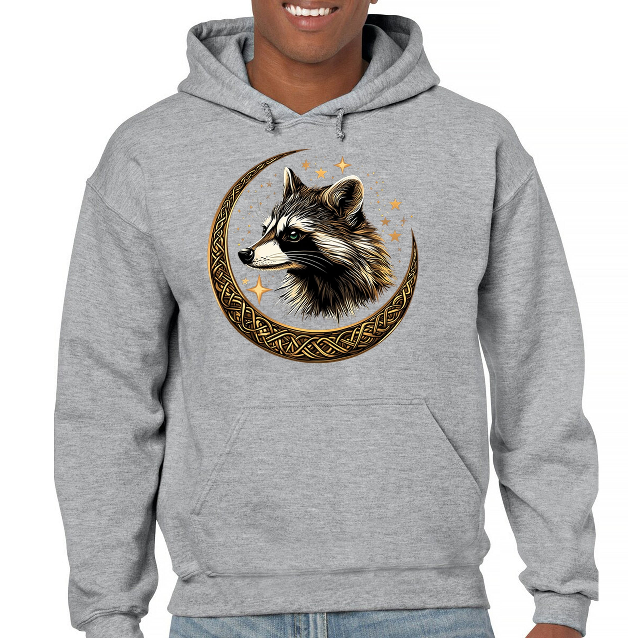 Celtic Moon Raccoon Sweatshirt Mystical Forest Bandit Spiritual Night ...