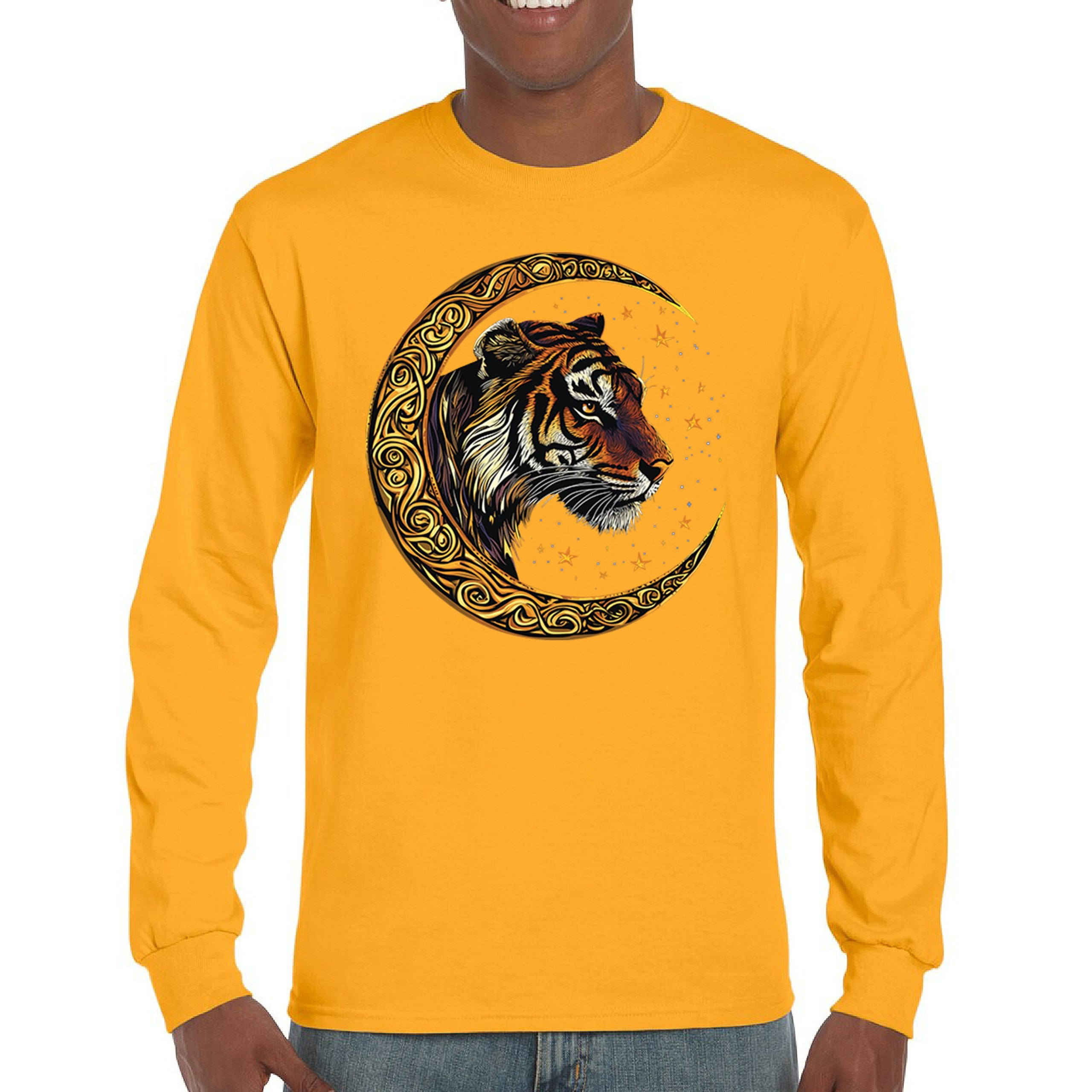 Celtic Moon Tiger Long Sleeve T-shirt North Vivid Mystical Jungle Beast ...