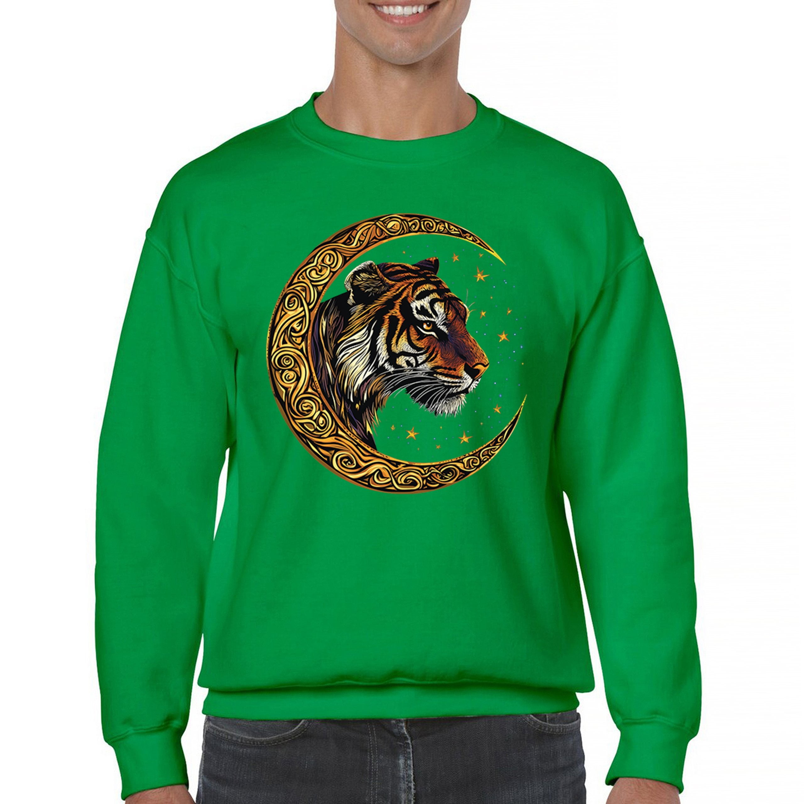 Celtic Moon Tiger Sweatshirt North Vivid Mystical Jungle Beast Spiritual Cat Nature Nordic ...