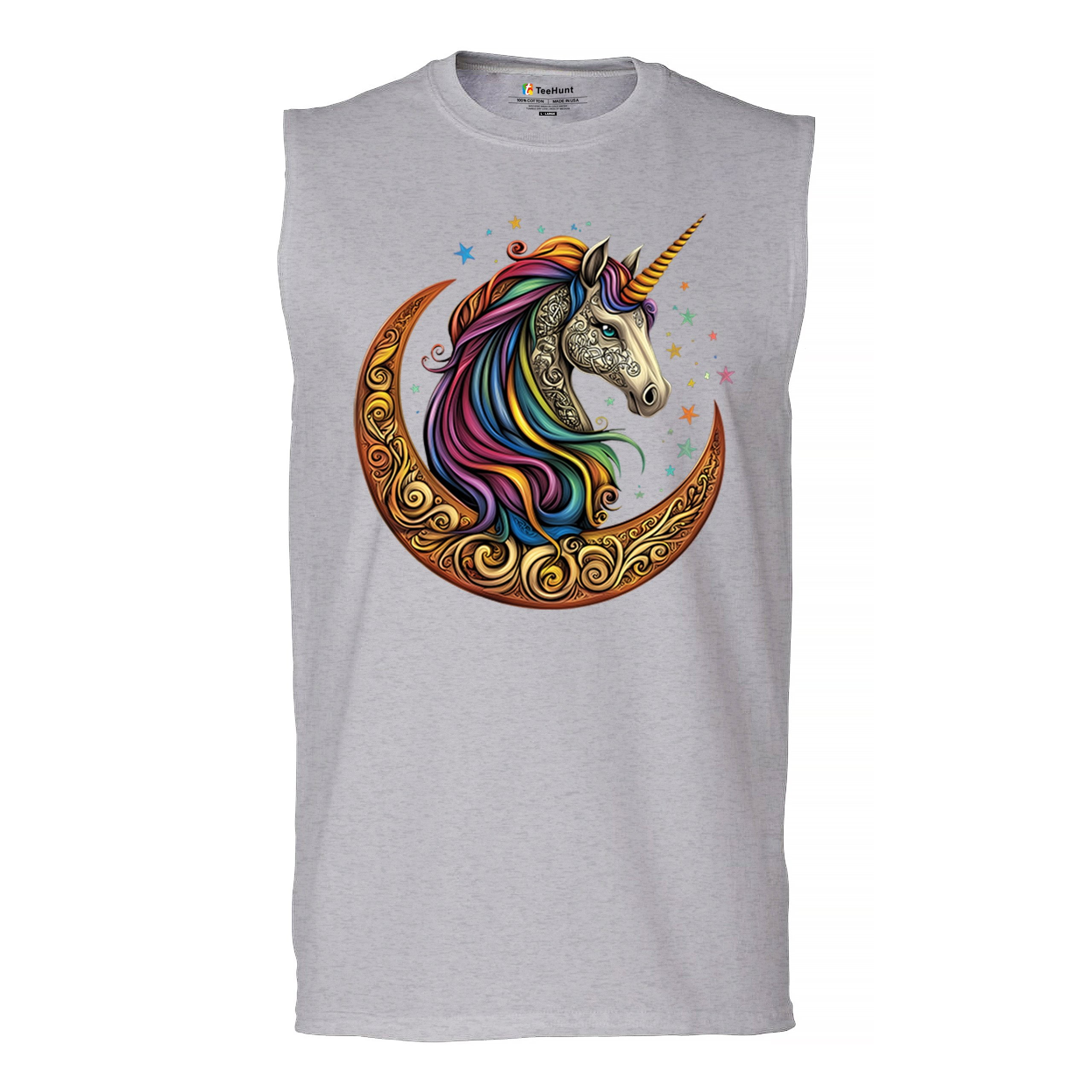 Celtic Moon Unicorn Muscle Shirt Rainbow Fantasy Creature Mystic ...