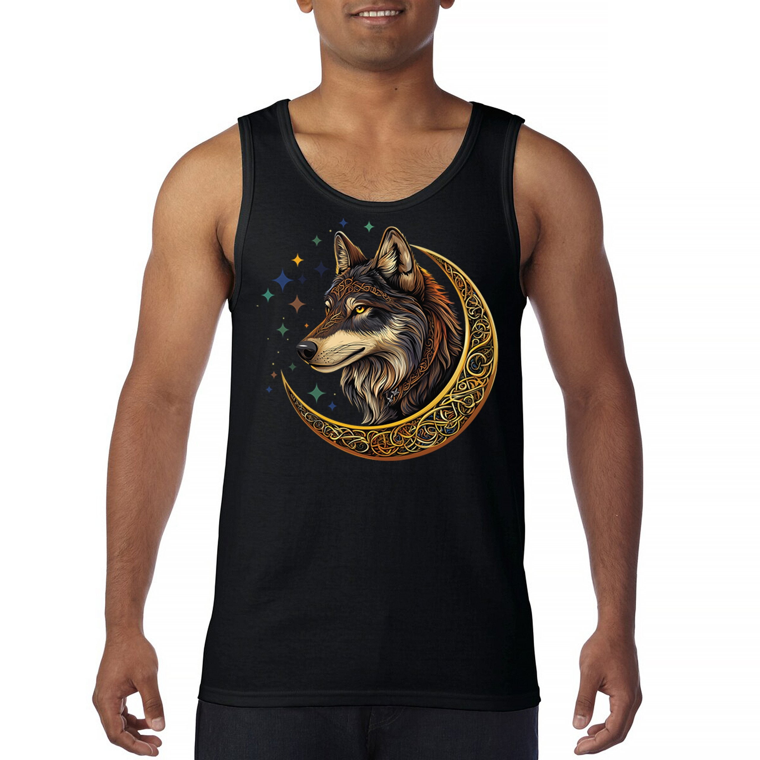 Celtic Moon Wolf Tank Top Mystical Forest Guardian Spiritual Celestial ...