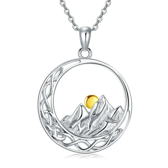 Celtic Mountain Range Necklace for Women 925 Sterling Silver Sun ...