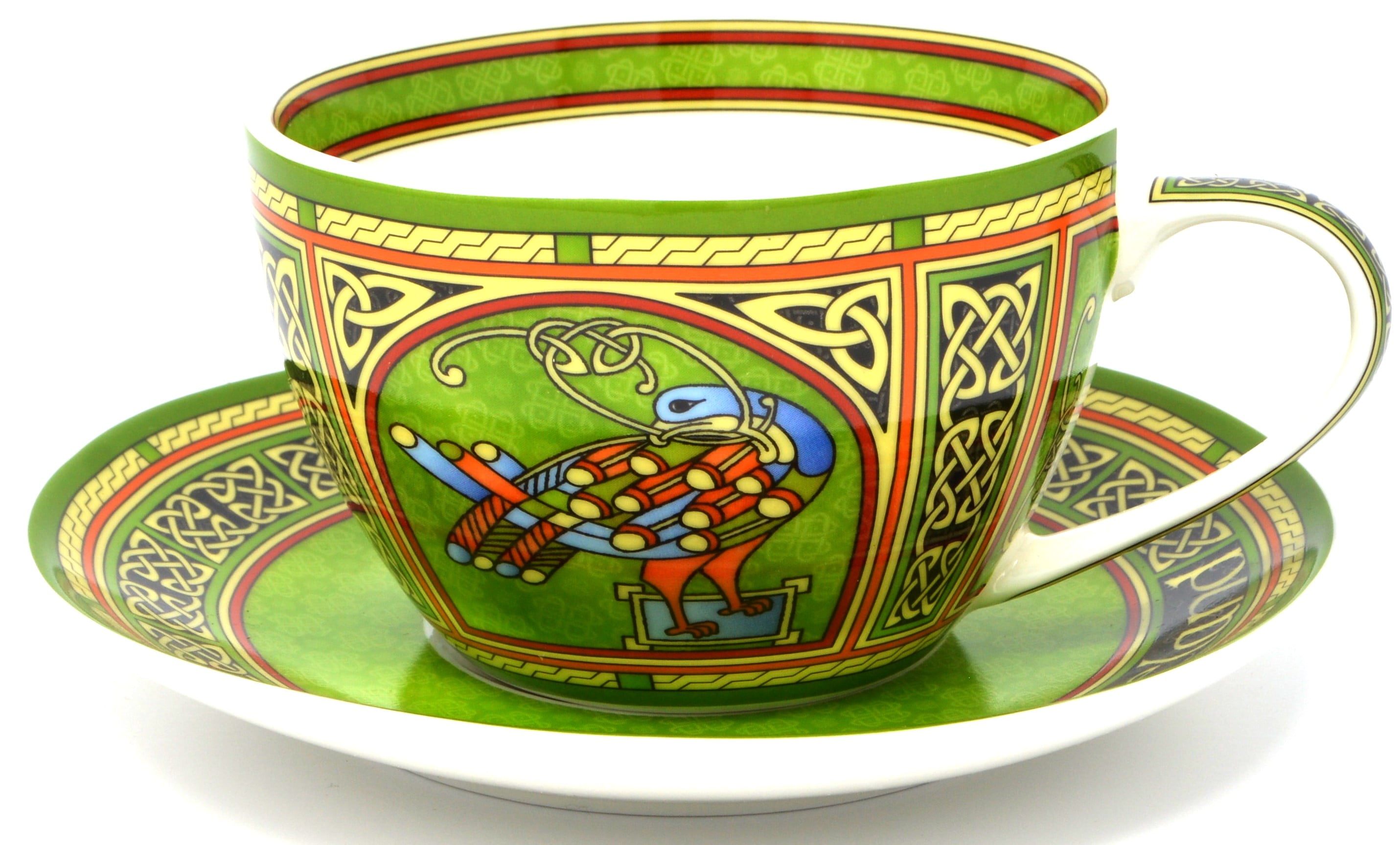 Celtic Peacock Cup & Saucer Set - Irish Weave Design - Walmart.com