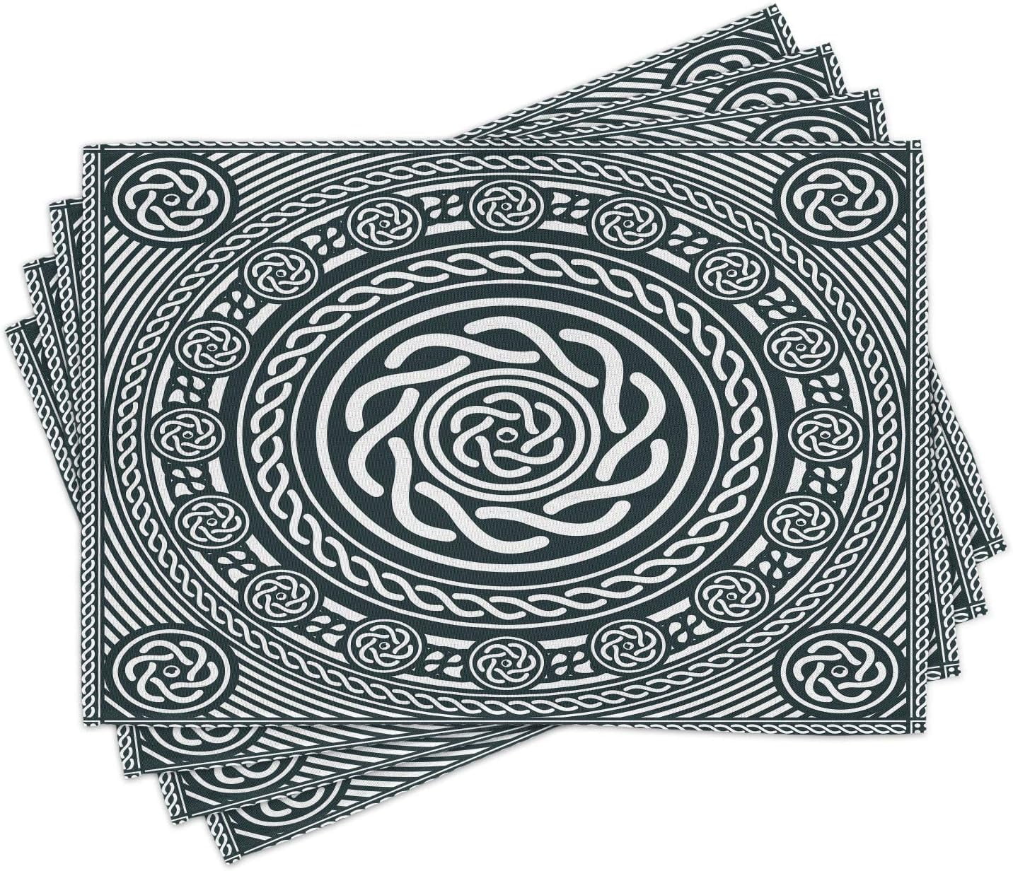 Celtic Place Mats Set of 4, Irish Circular Design with Clockwise Twisty ...