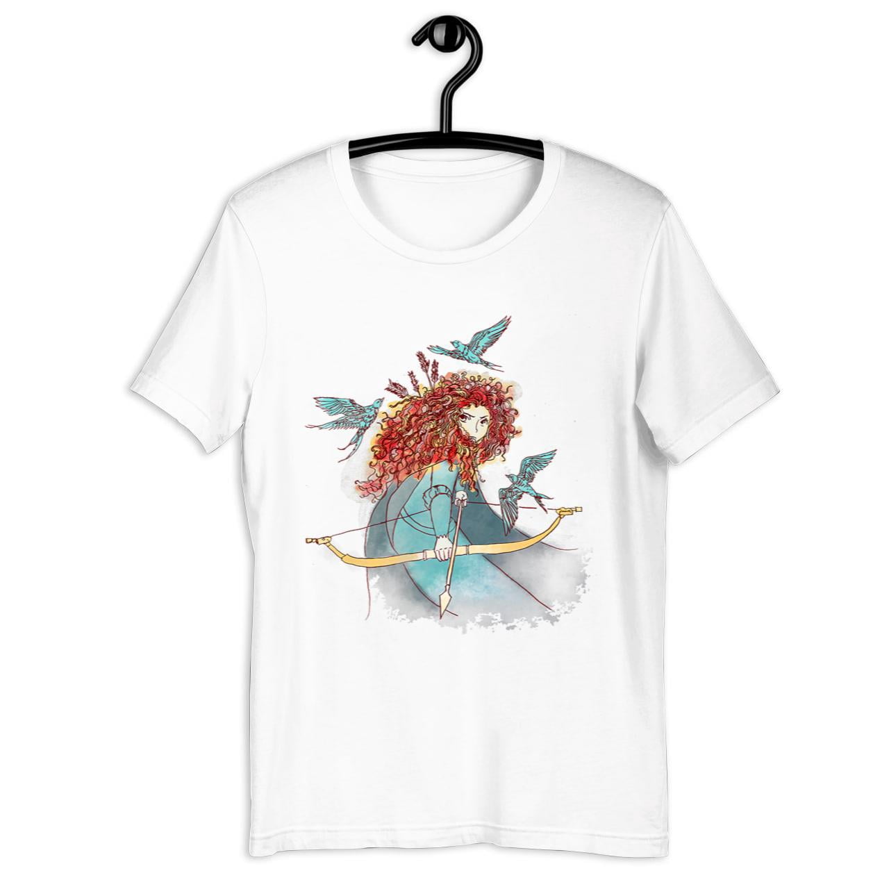 Celtic Princess-Inspired Watercolor Graphic Tee, Animated Archer Girl ...