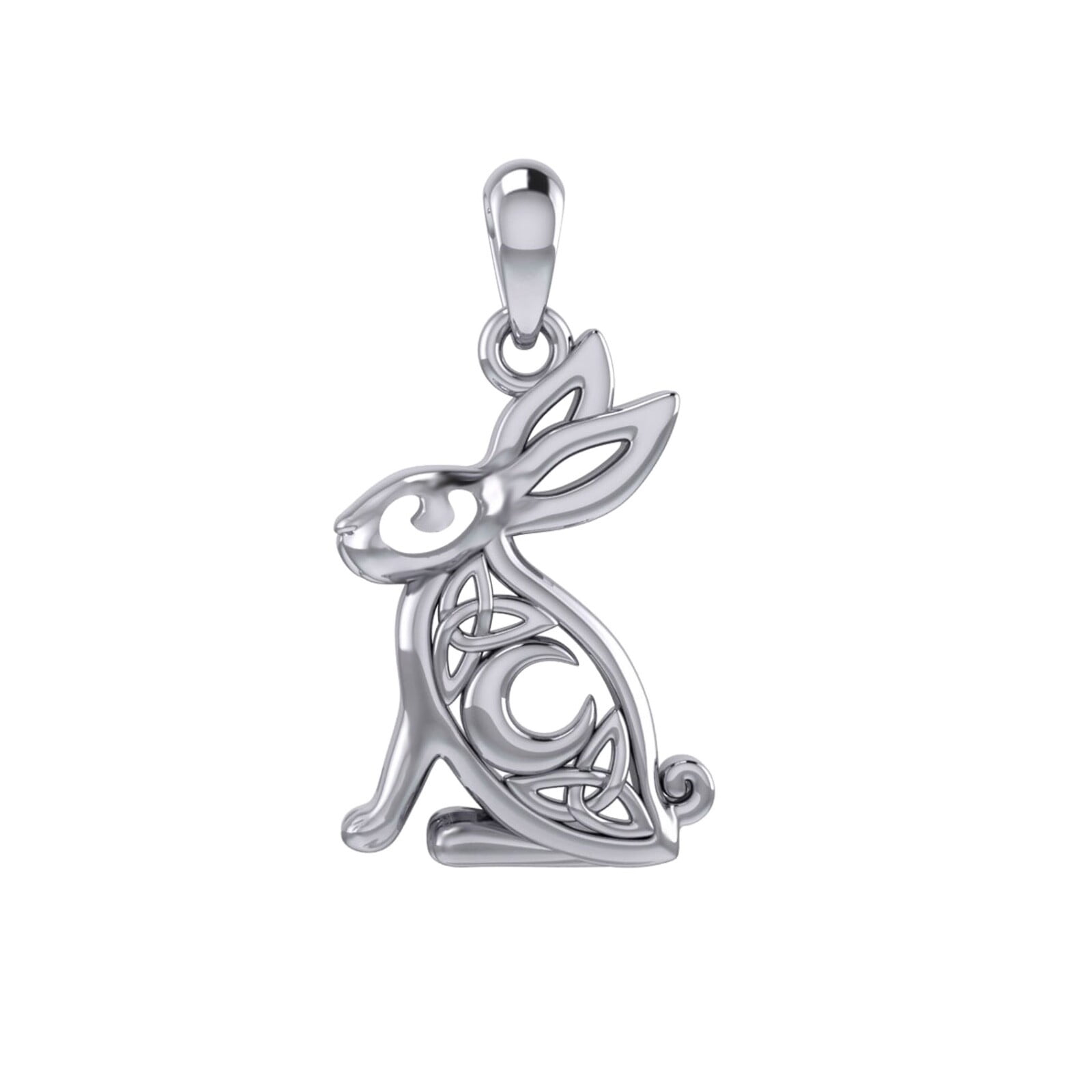 Celtic Rabbit Bunny Moon 925 Sterling Silver Pendant Spirit Animal ...