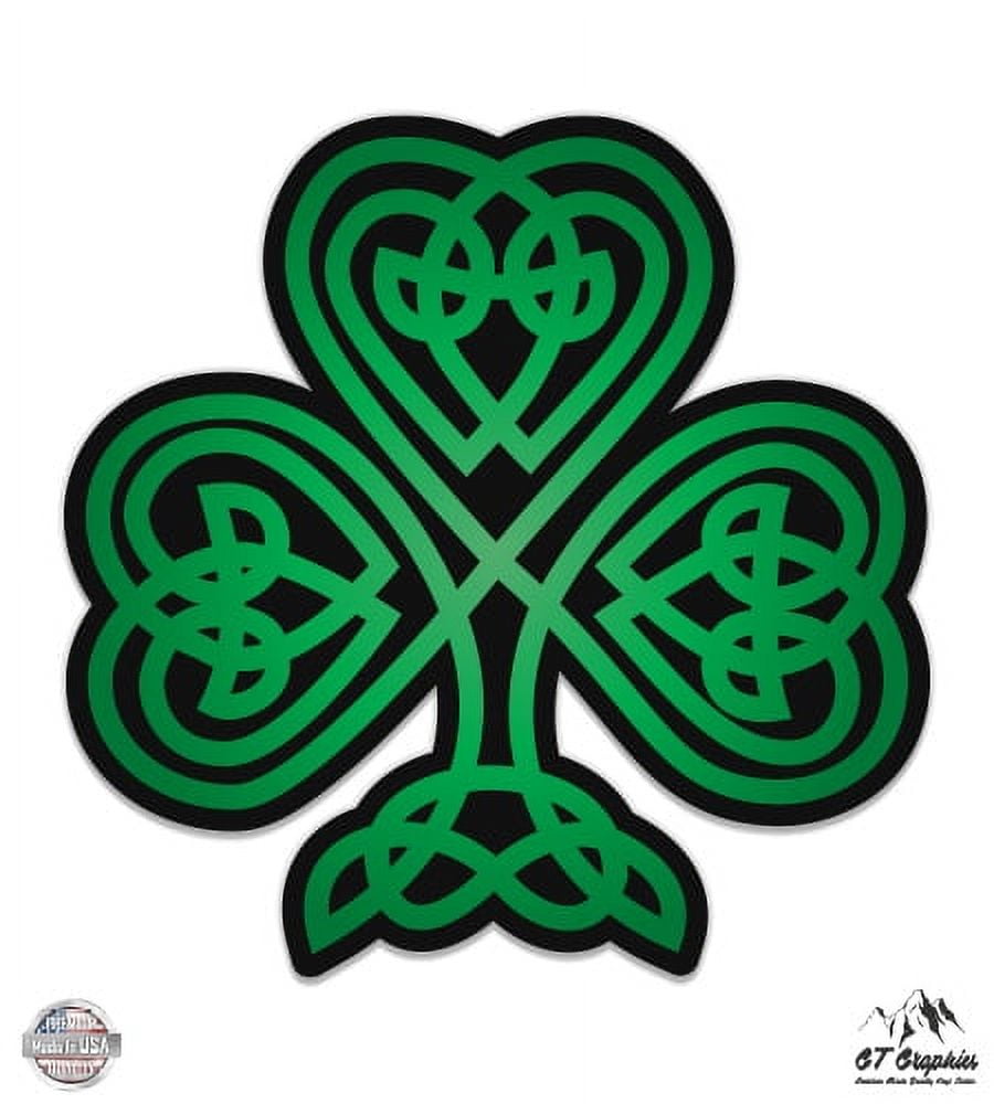 Celtic Shamrock Green and Black - 5" Vinyl Sticker - For Car Laptop I ...