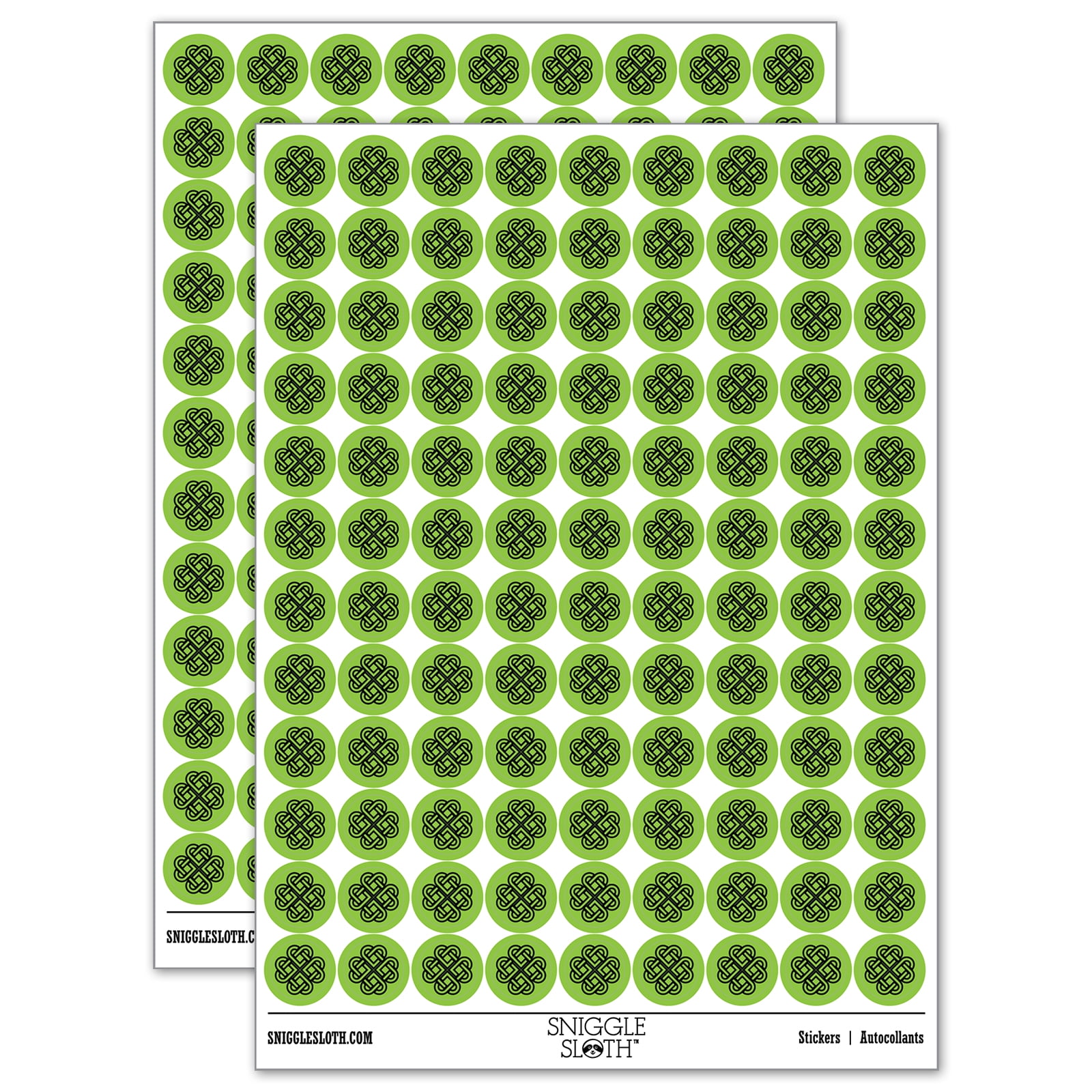 Celtic Shamrock Knot Outline 200+ Round Stickers - Light Green - Gloss ...