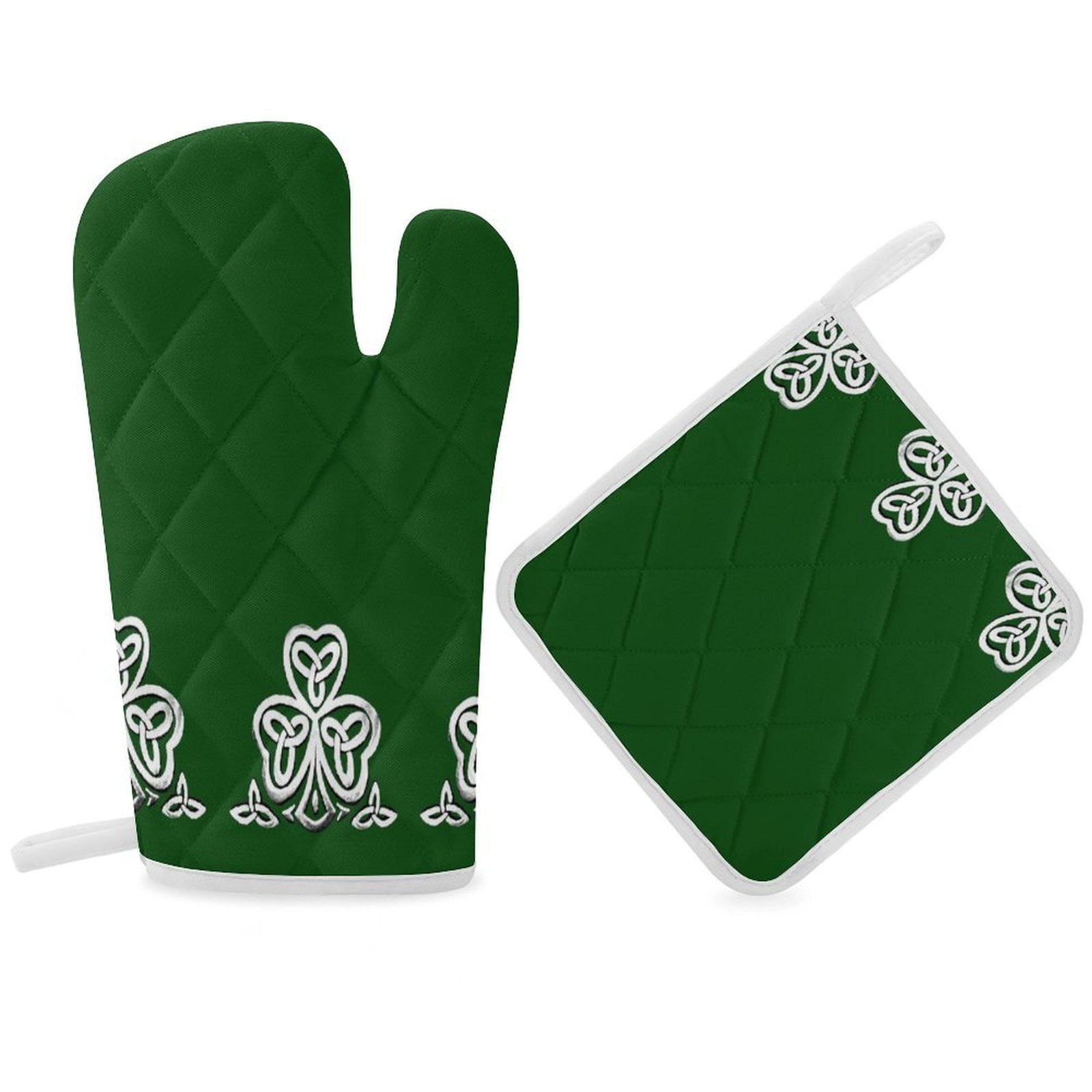 Celtic Shamrock Oven Gloves And Pots Stand Set Oven Gloves And Pot ...