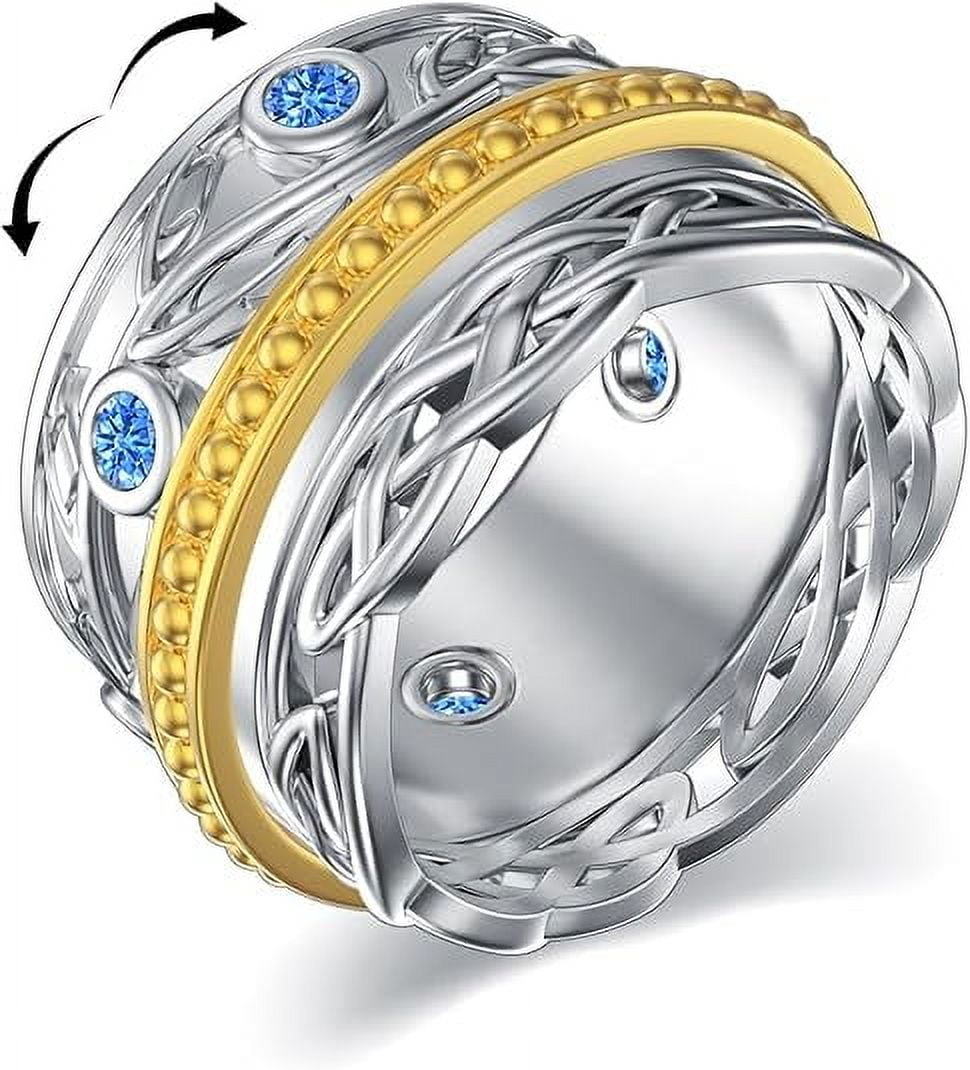 Celtic Spinner Ring 925 Sterling Silver Daisy Anxiety Relieve Spinner ...