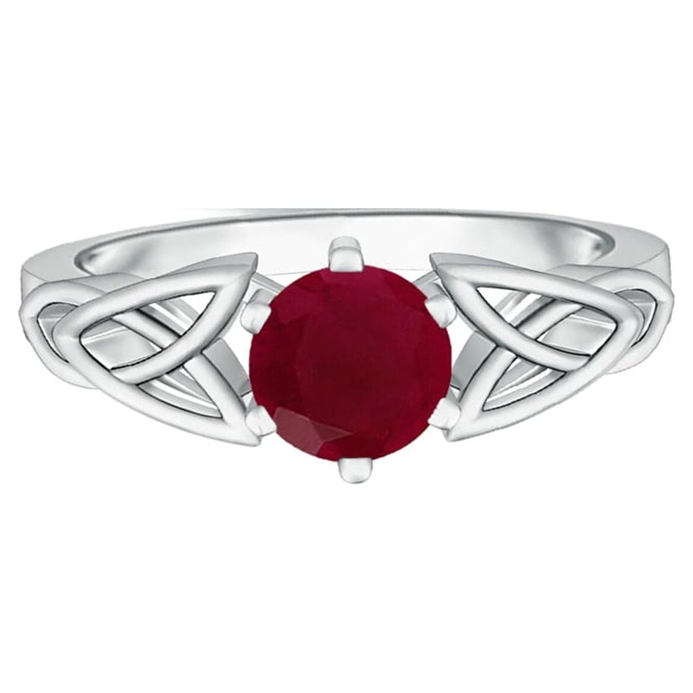 Celtic Style 925 Sterling Silver 0.55 Ctw Ruby Gemstone Women Stacking ...