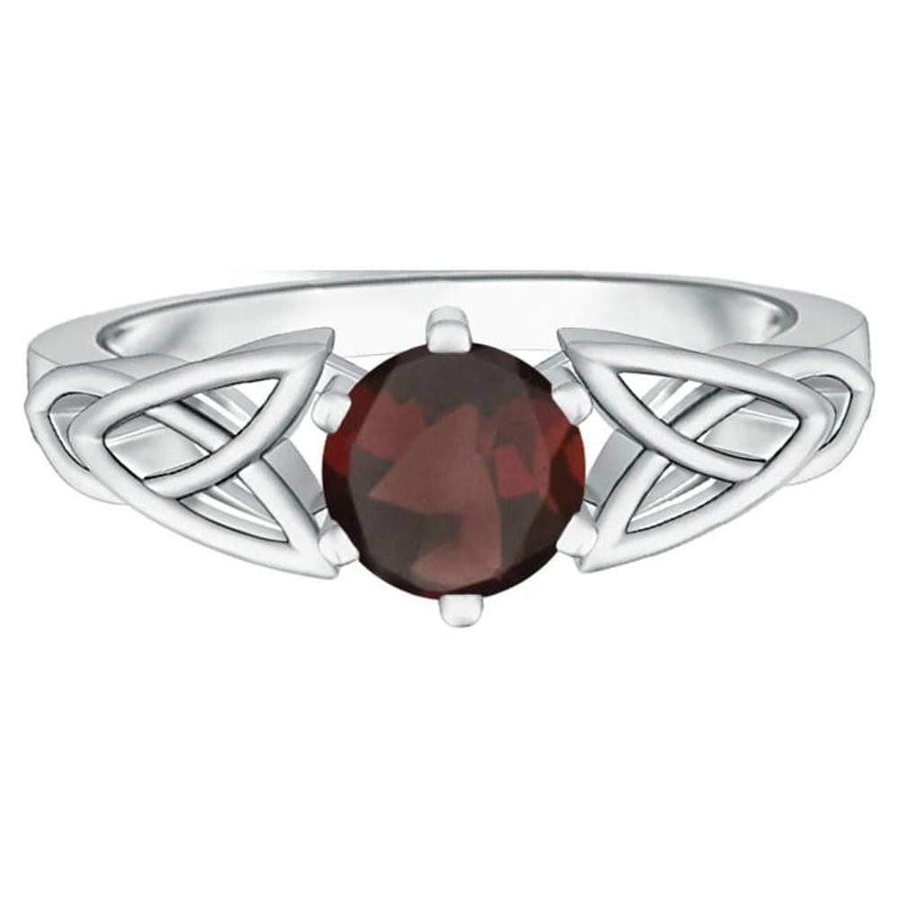 Celtic Style 925 Sterling Silver Round 0.55 Ctw Garnet Gemstone Women ...