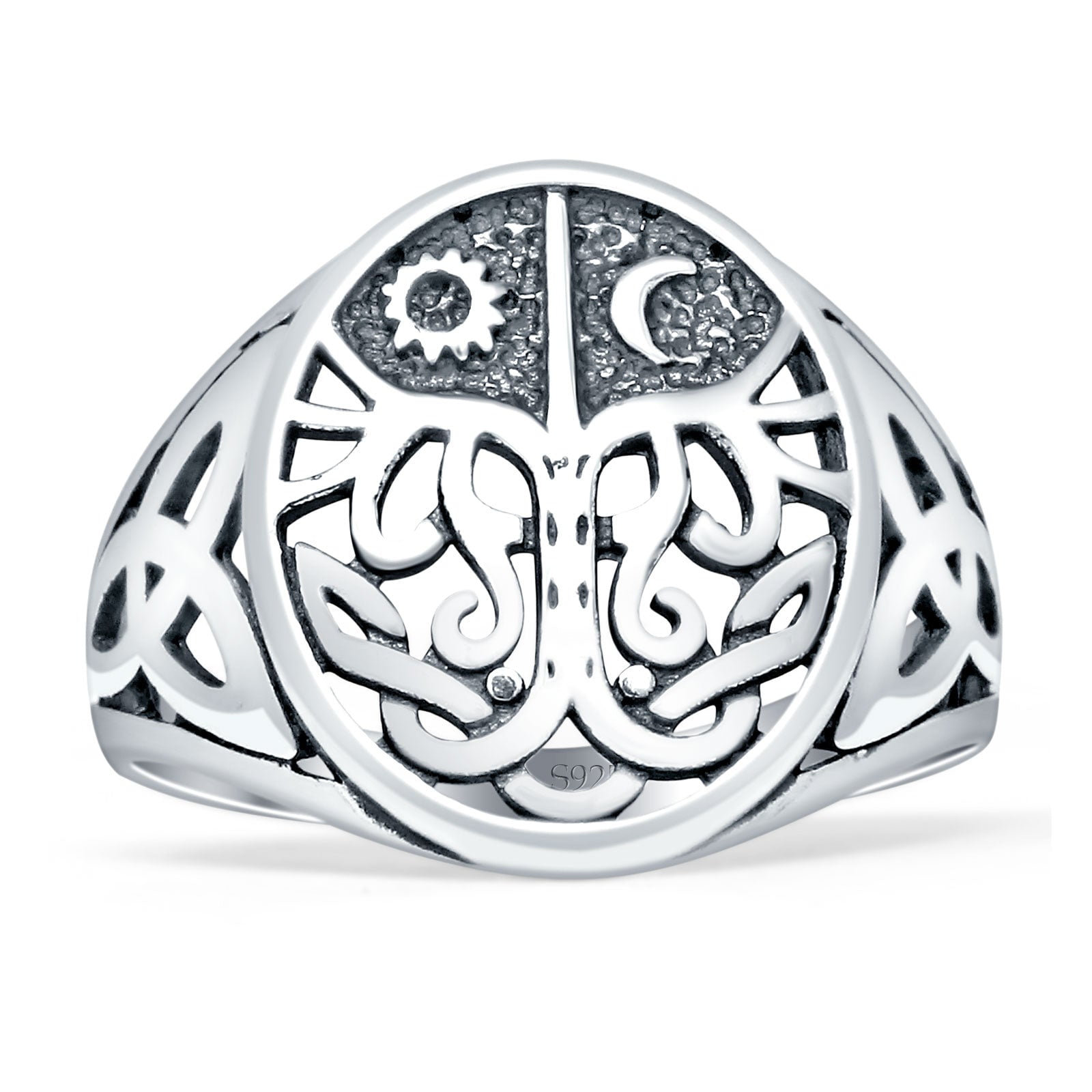 Celtic Sun Moon Trinity Oxidized Ring 925 Sterling Silver Size 9 ...