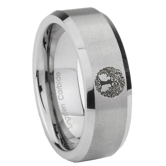 Celtic Tree 8MM Beveled Edge Gray Tungsten Men Ring - Walmart.com