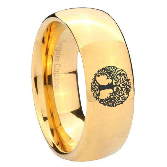 Celtic Tree 8MM Dome Gold Plated Tungsten Men Ring - Walmart.com