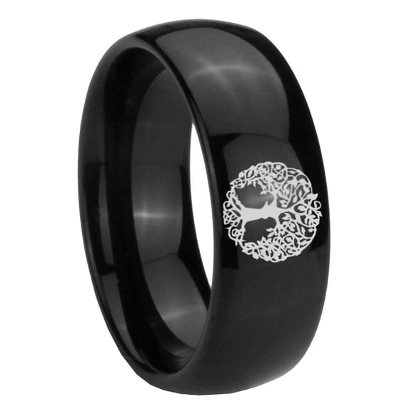Celtic Tree Black High Polish Dome Tungsten Men Ring 10MM - Walmart.com